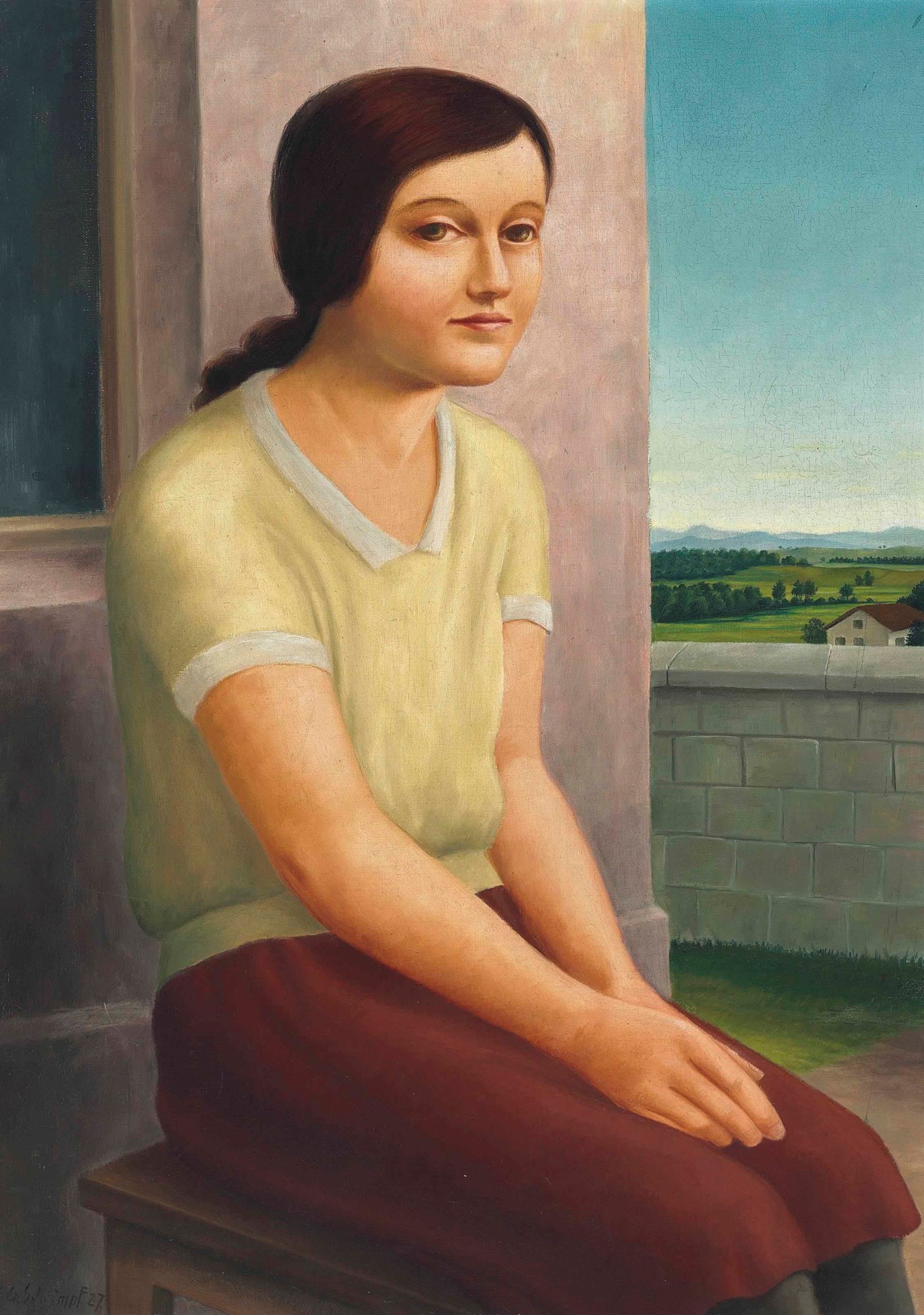 Georg Schrimpf (1889-1938) , Sitzendes Mädchen | Christie's