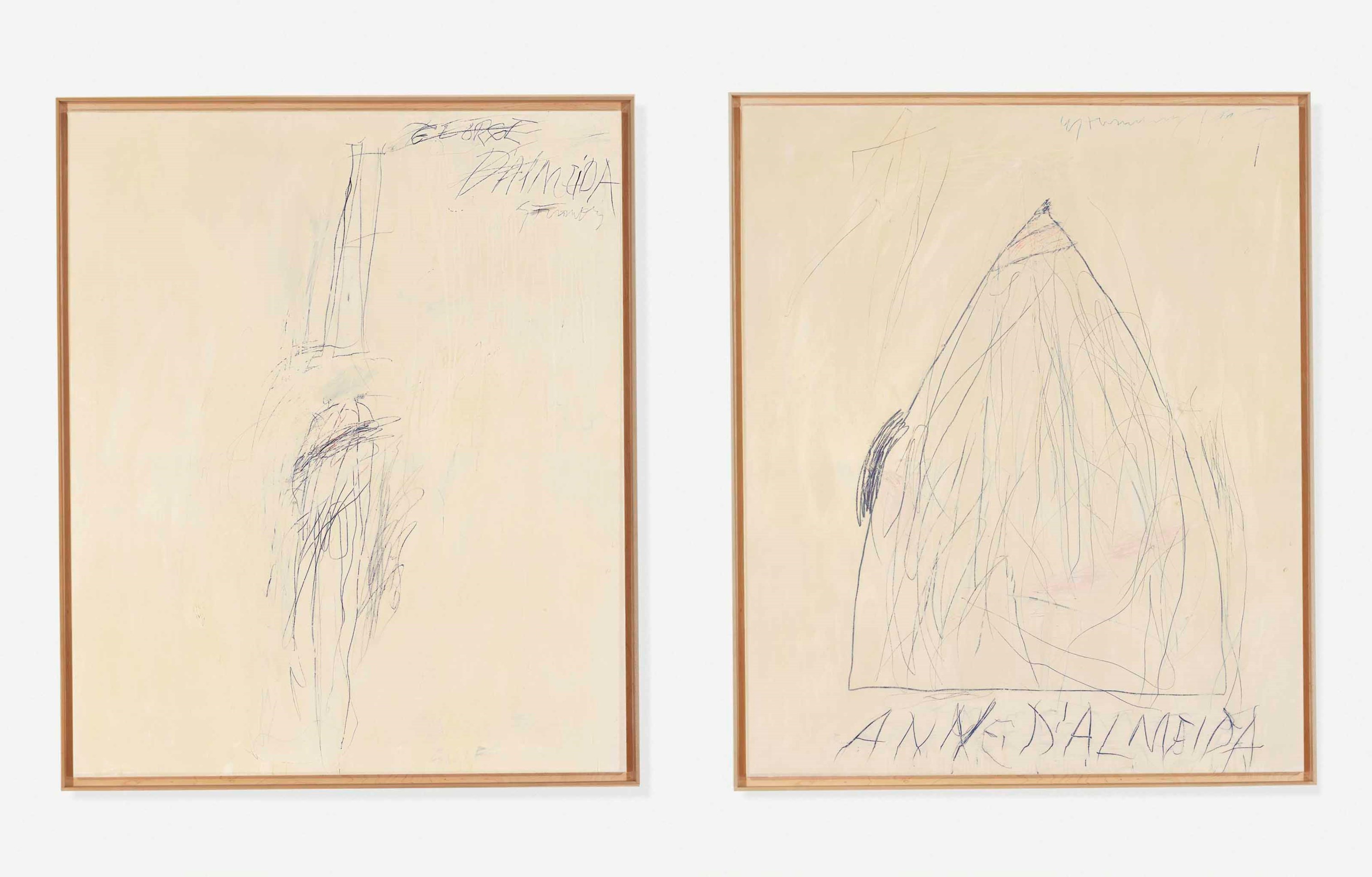 Cy Twombly (1928-2011) , (i) Portrait of George D'Almeida(ii) Portrait ...