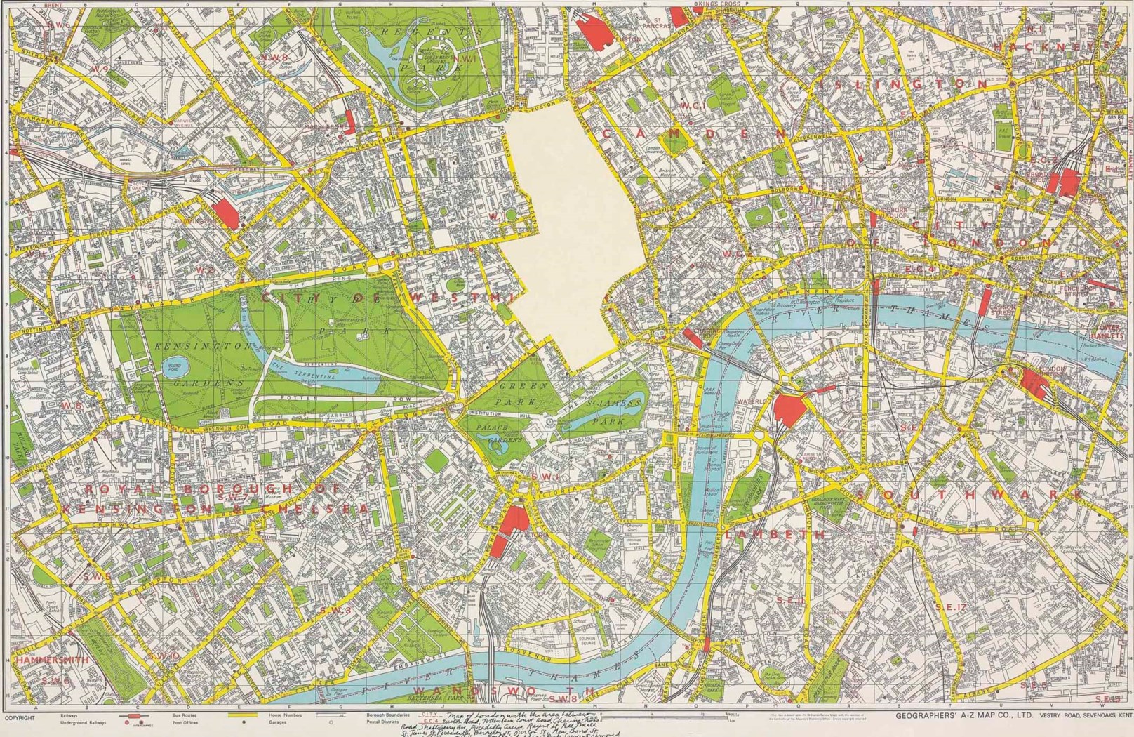 Sol LeWitt (1928-2007) , Map of London with Area between Euston Road ...