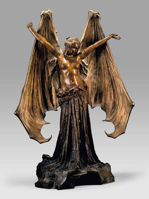 AGATHON LÉONARD (1841-1923) , 'LE VAMPIRE' 'LA CHAUVE-SOURIS', AN ...