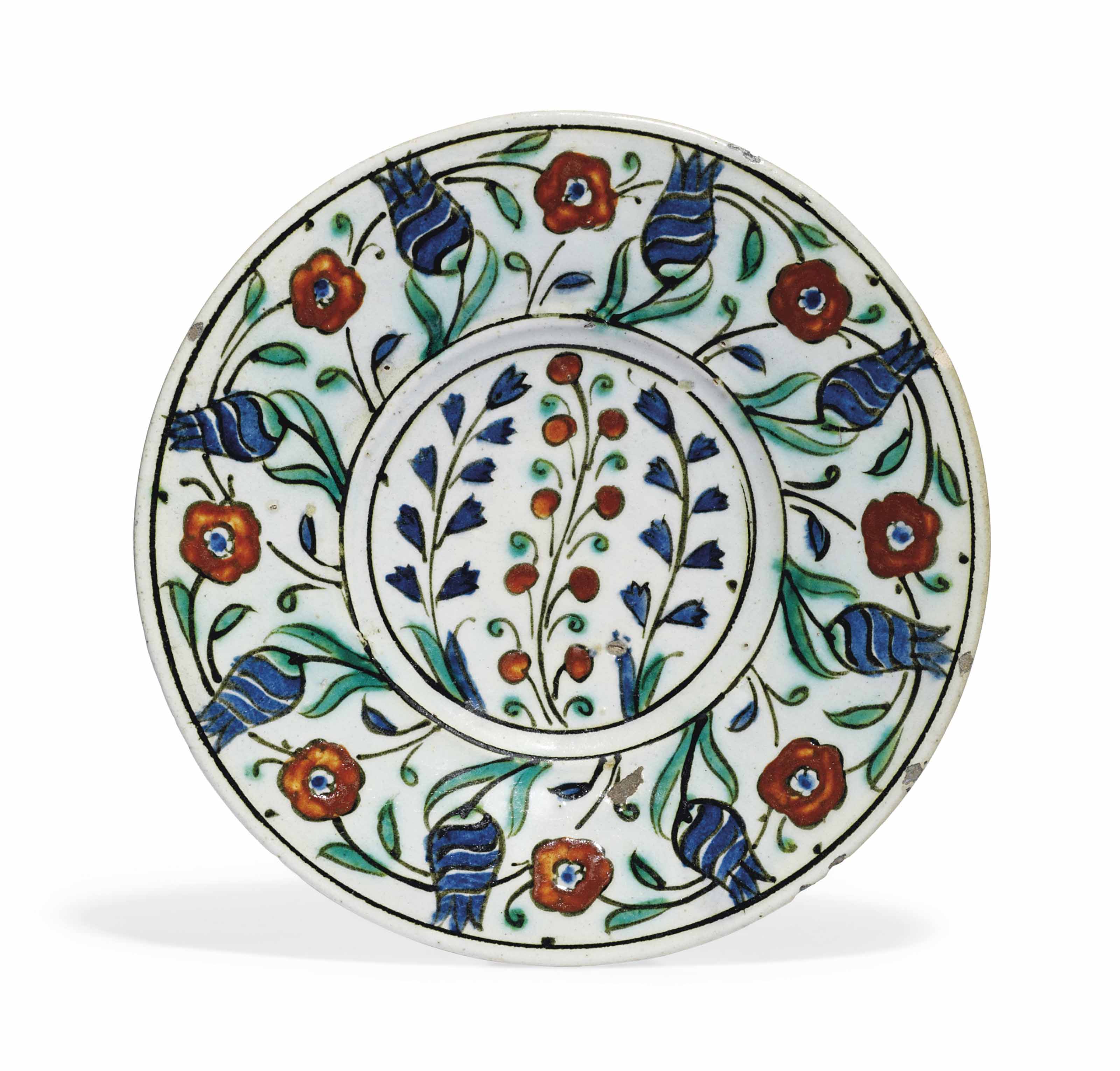 AN IZNIK POTTERY DISH , OTTOMAN TURKEY, CIRCA 1580 | Christie's