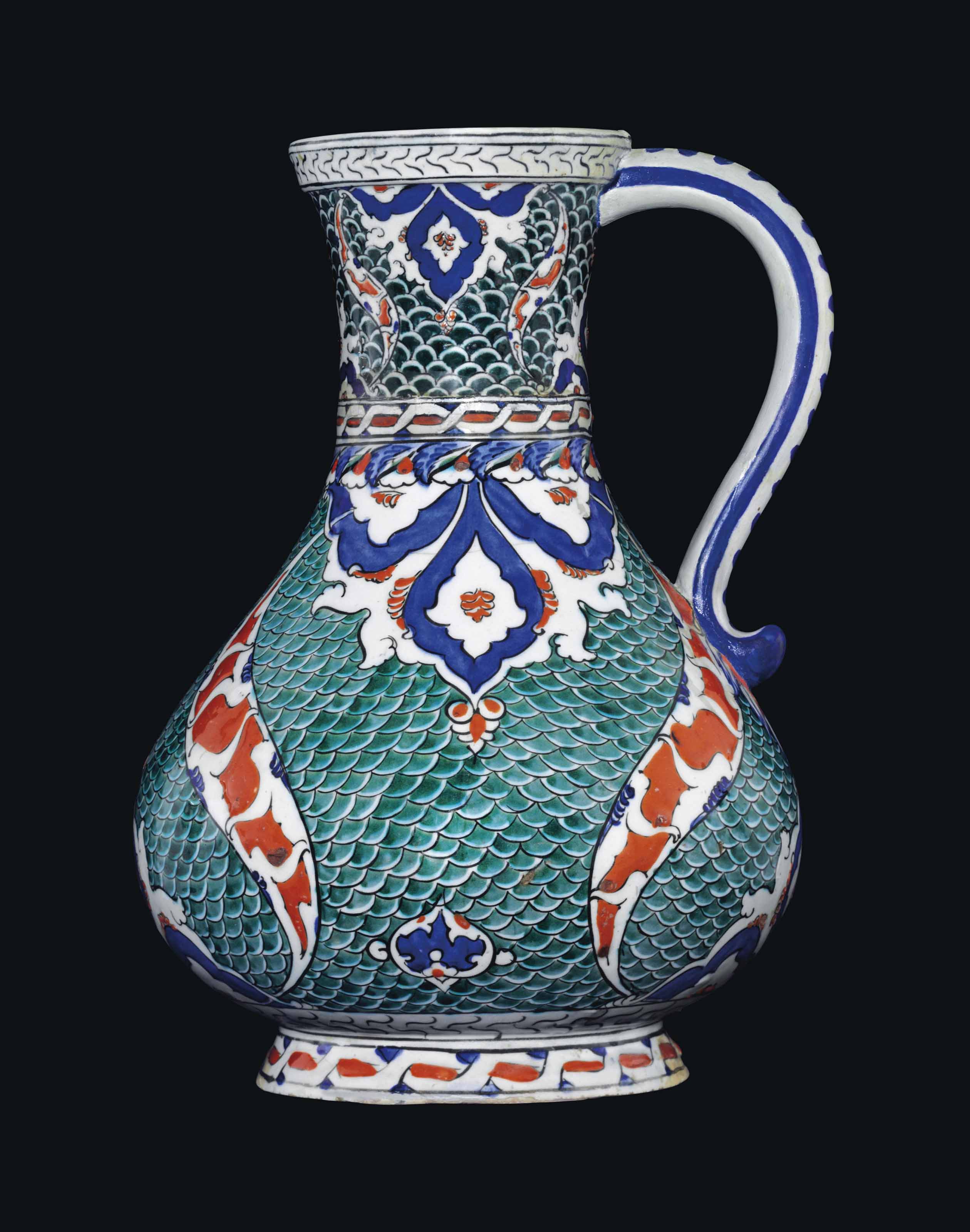 AN IZNIK POTTERY TANKARD , OTTOMAN TURKEY, CIRCA 1575 | Christie's