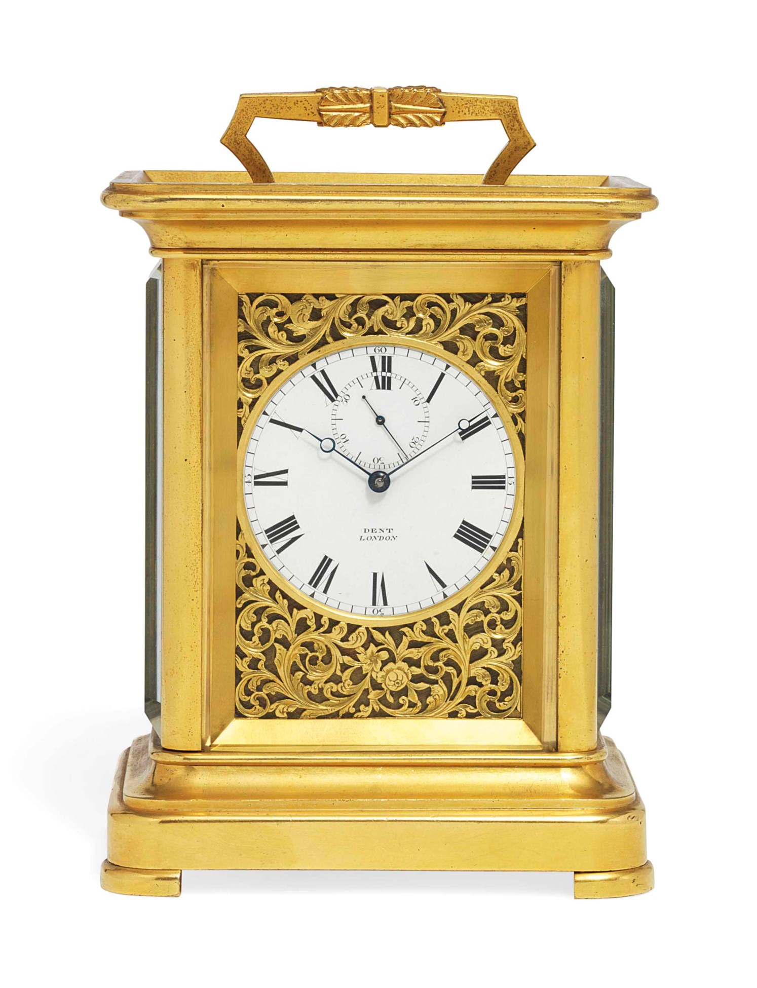 A VICTORIAN GILT-BRASS EIGHT-DAY CHRONOMETER CARRIAGE TIMEPIECE , DENT ...