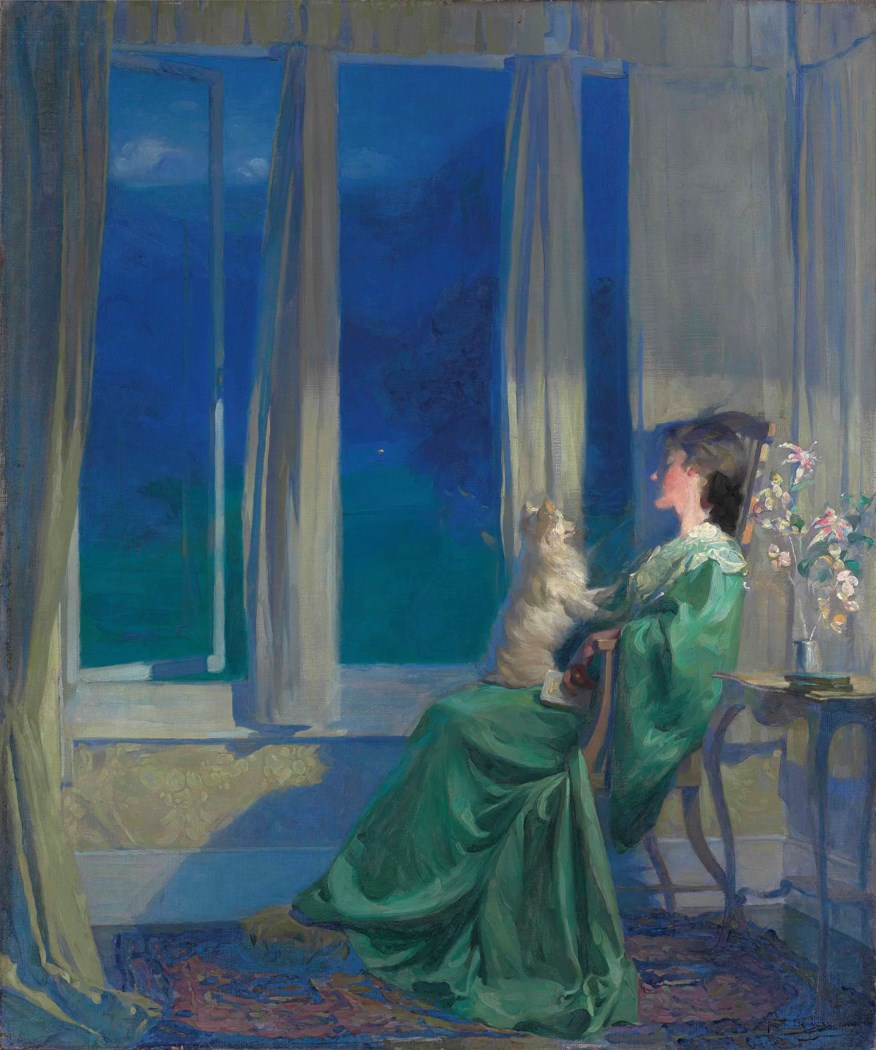 Frank Bramley, R.A. (1857-1915) , When the blue evening slowly falls ...