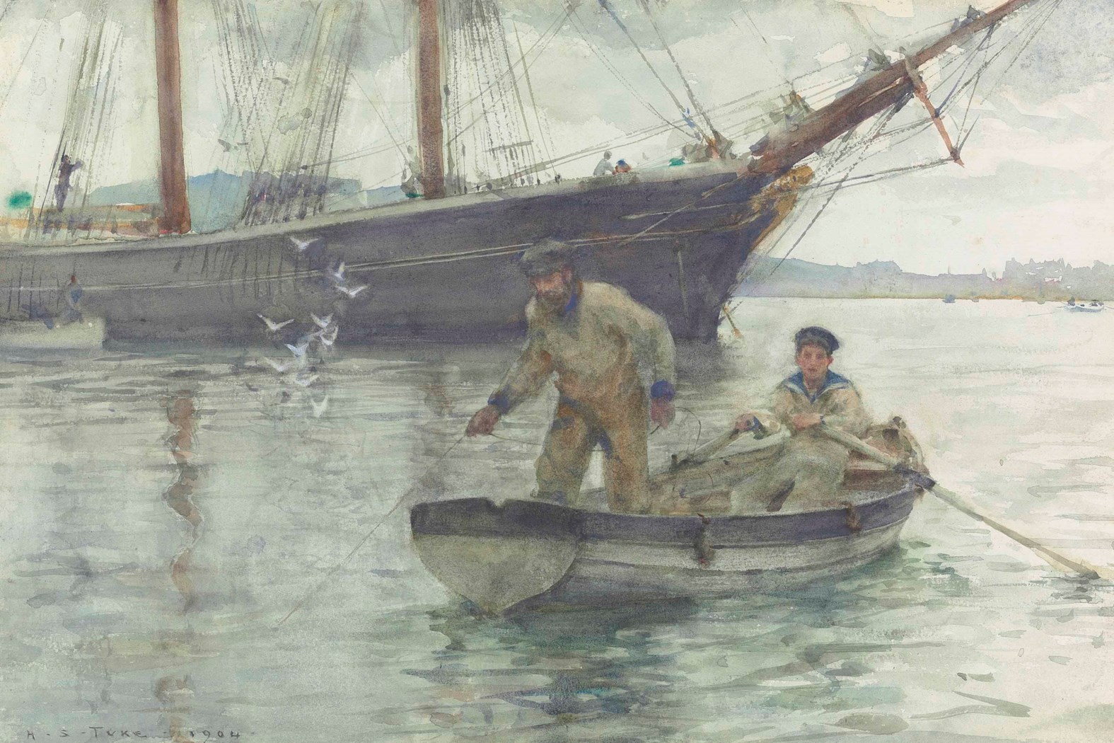 Henry Scott Tuke, R.A., R.W.S. (1858-1929) , Waiting for Orders ...