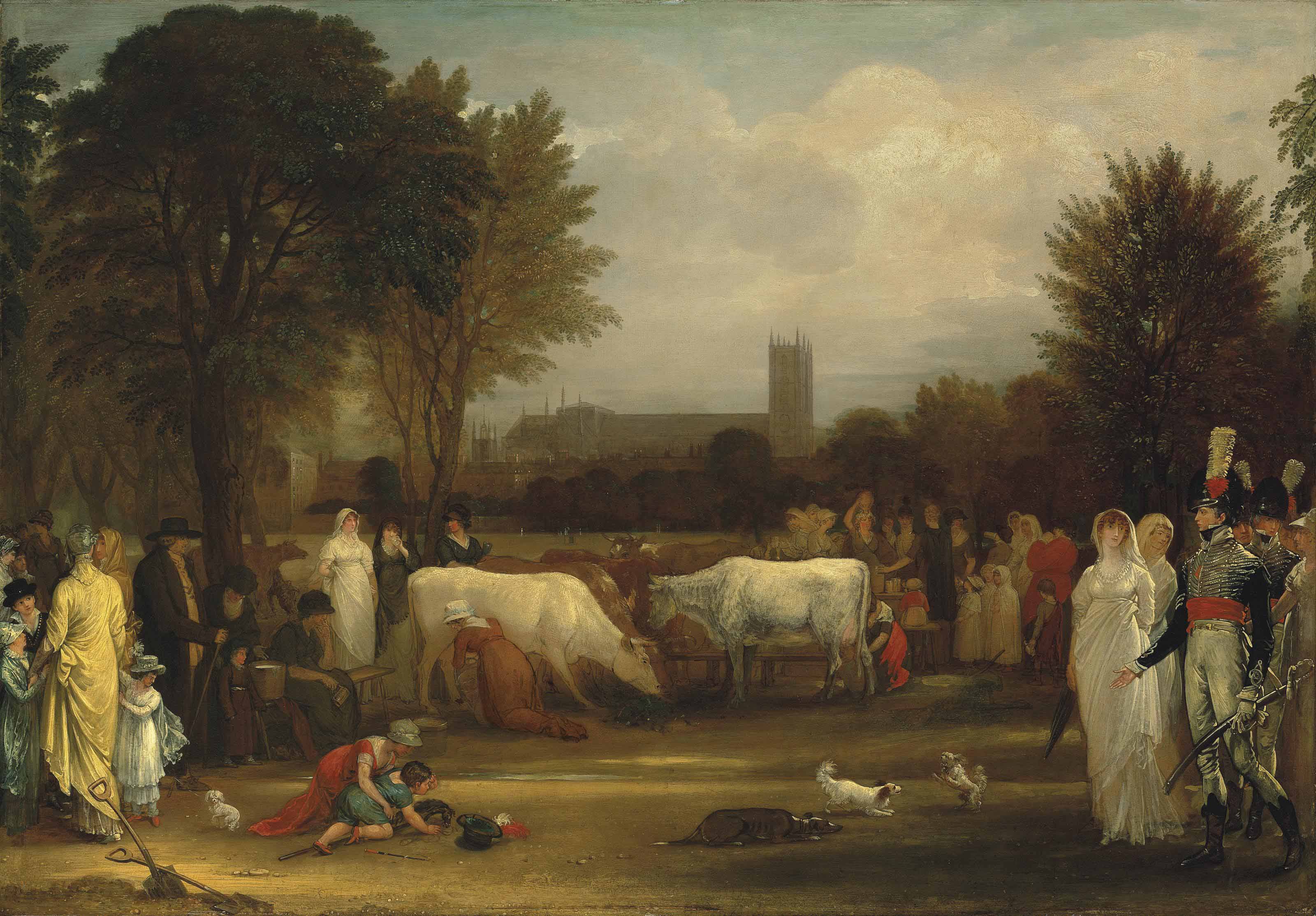 Benjamin West, P.R.A. (Springfield 1738-1820 London) , Milkmaids in St ...