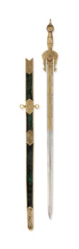 A GOLD AND SILVER DAMASCENED TOLEDO SWORD , TOLEDO, SPAIN, DATED 1868 ...