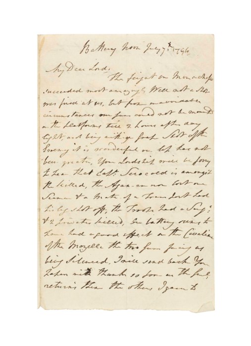 NELSON, Horatio, Viscount (1758-1805). Autograph letter signed ...