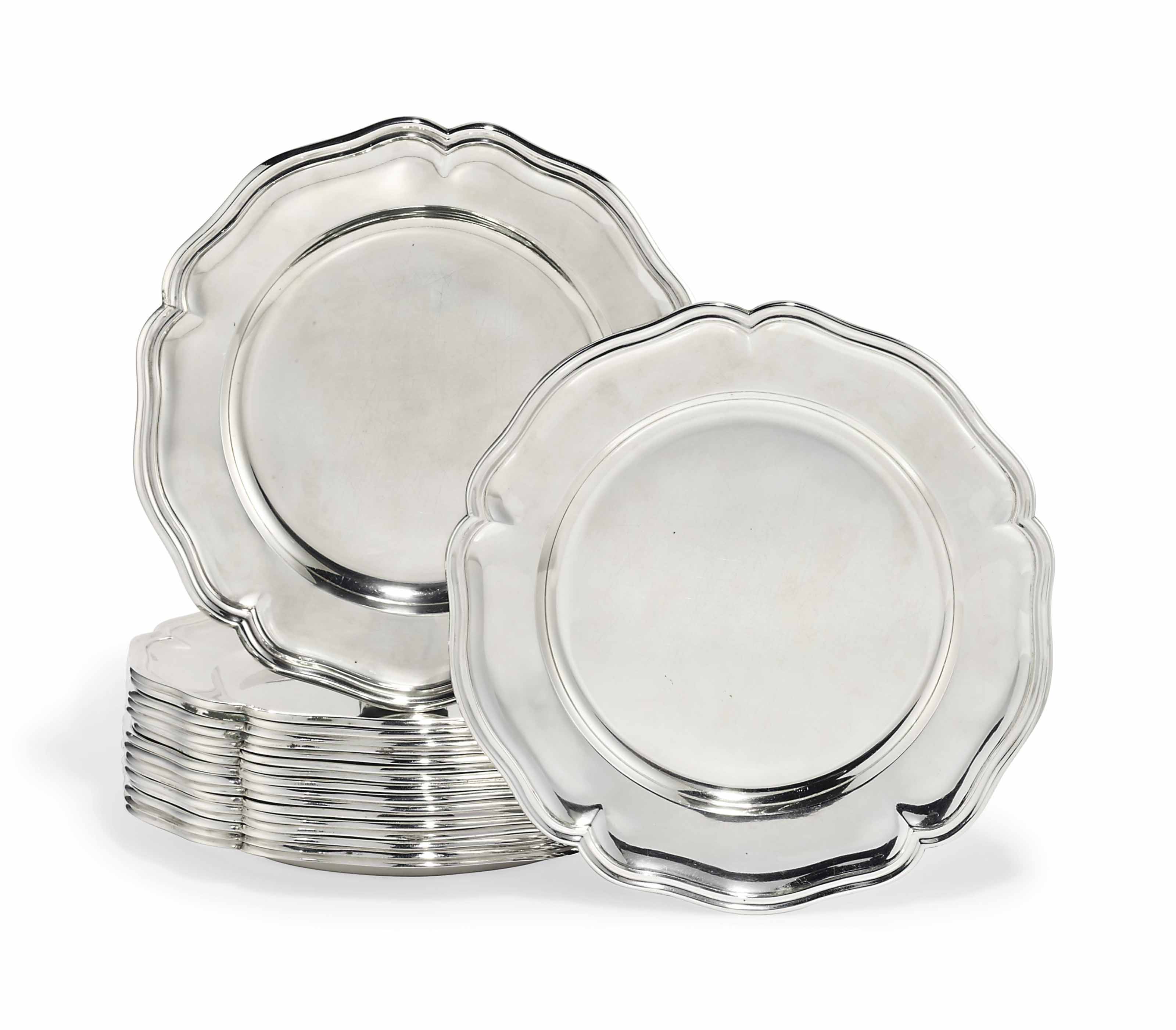 A SET OF EIGHTEEN AUSTRIAN SILVER DINNER-PLATES
