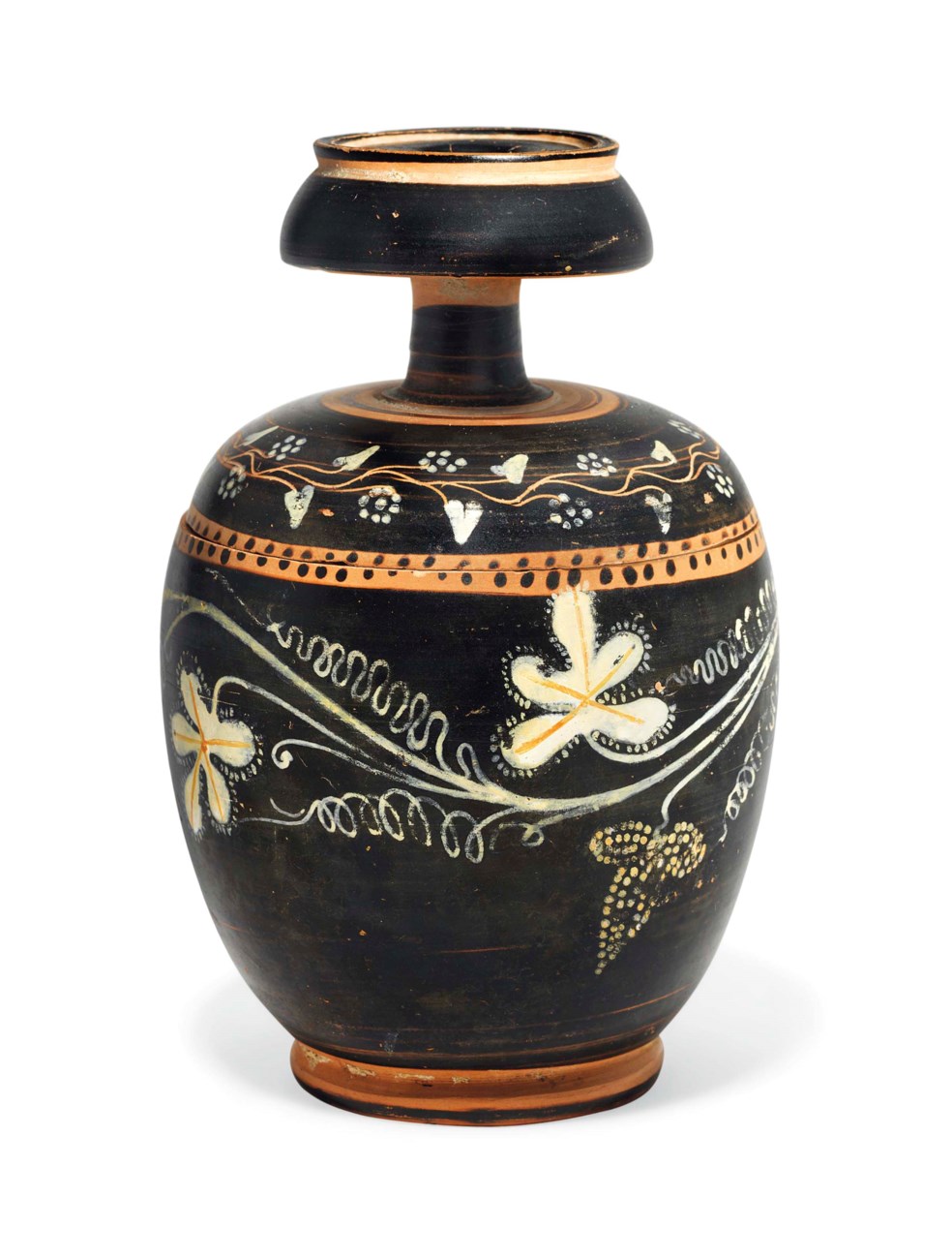 A SICILIAN GNATHIA-WARE PYXIS AND LID , ATTRIBUTED TO THE VINE GROUP ...