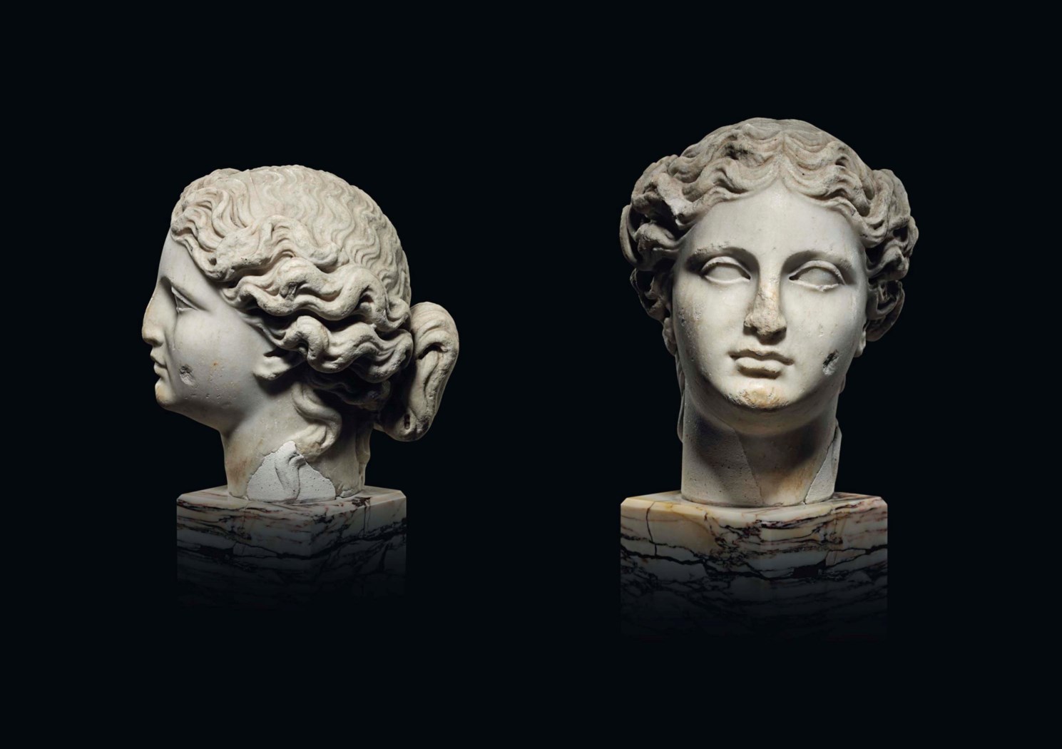A ROMAN MARBLE FEMALE HEAD , CIRCA LATE 1ST CENTURY B.C.-EARLY 1ST ...