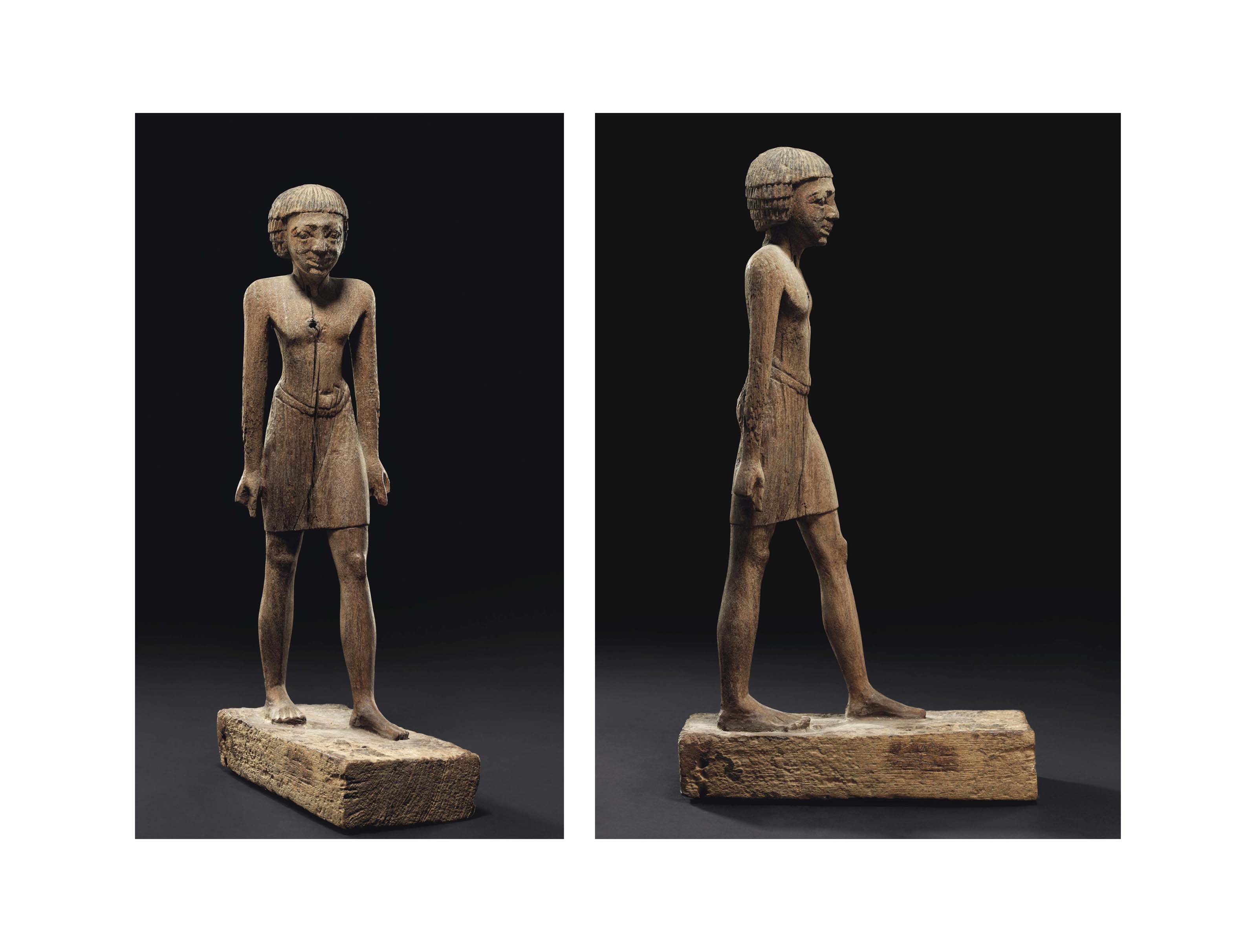 AN EGYPTIAN WOOD FEMALE FIGURE , OLD KINGDOM-FIRST INTERMEDIATE PERIOD ...