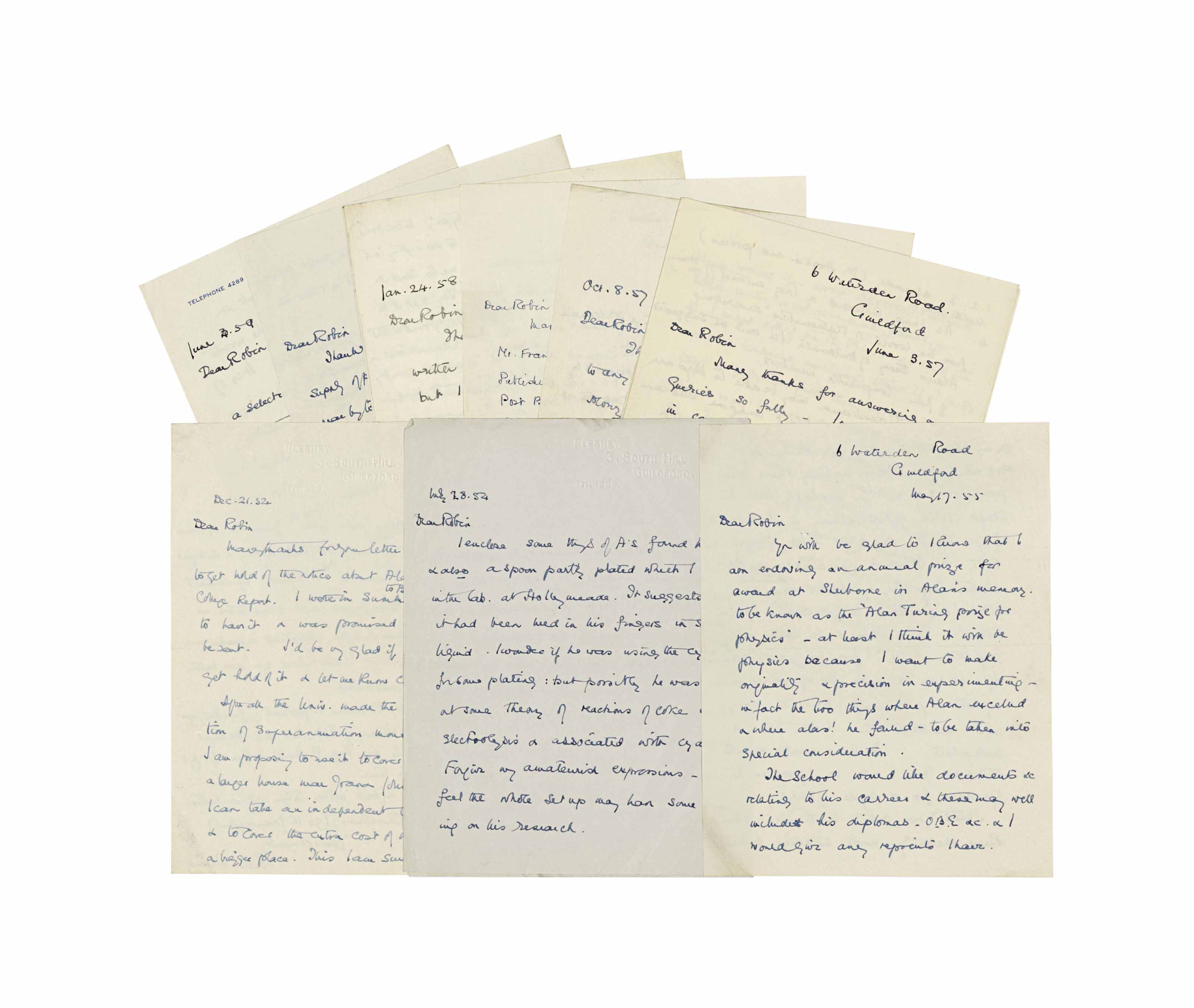 TURING, Ethel Sara (1881-1976, mother of Alan Turing). Series of 11 ...