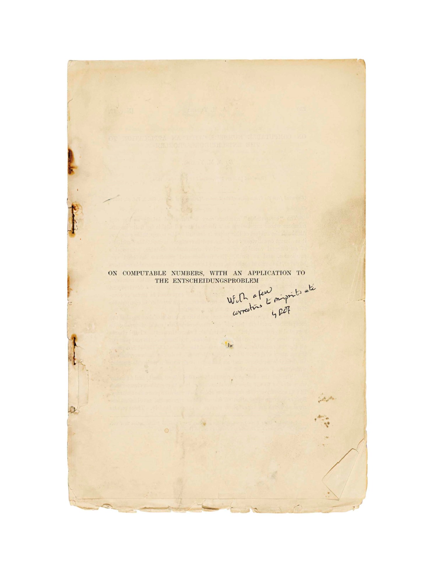 TURING, Alan. 'On computable numbers, with an application to the ...