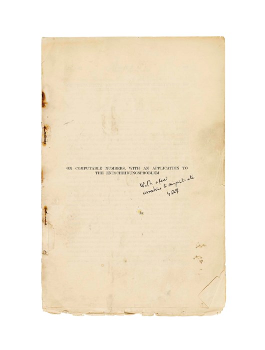 TURING, Alan. 'On computable numbers, with an application to the ...