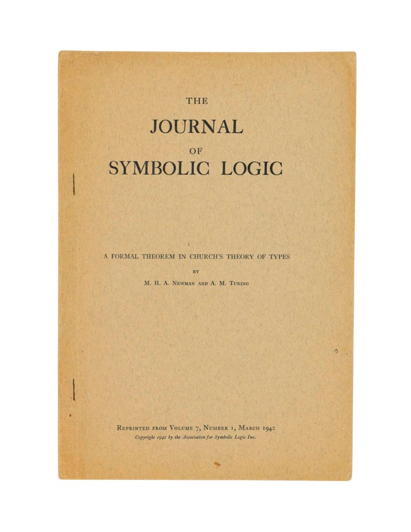 TURING, Alan and Maxwell Herman Alexander NEWMAN. 'A formal theorem in ...