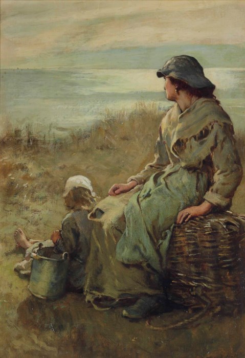 Frank Holl, R.A. (1845-1888) , Waiting the return of the boats ...