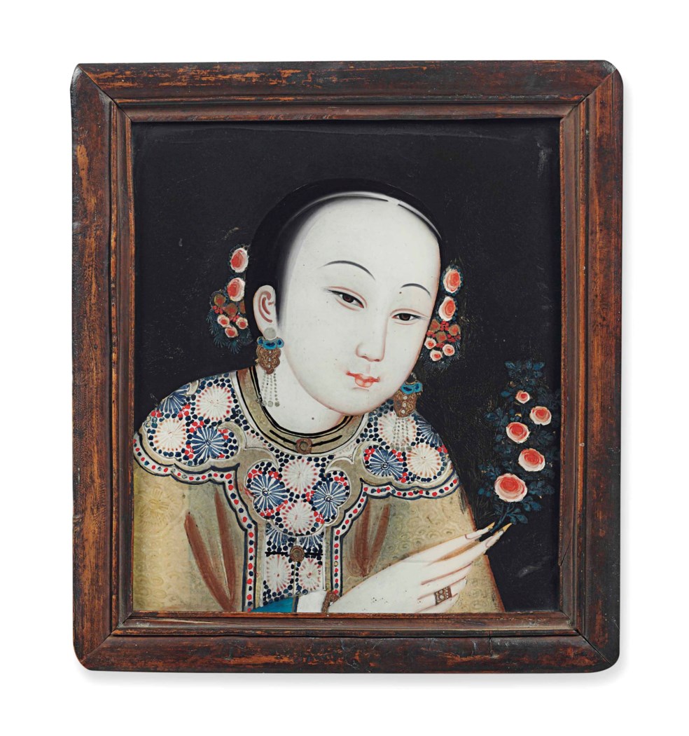 A CHINESE REVERSE GLASS PORTRAIT , LATE 18TH/EARLY 19TH CENTURY ...