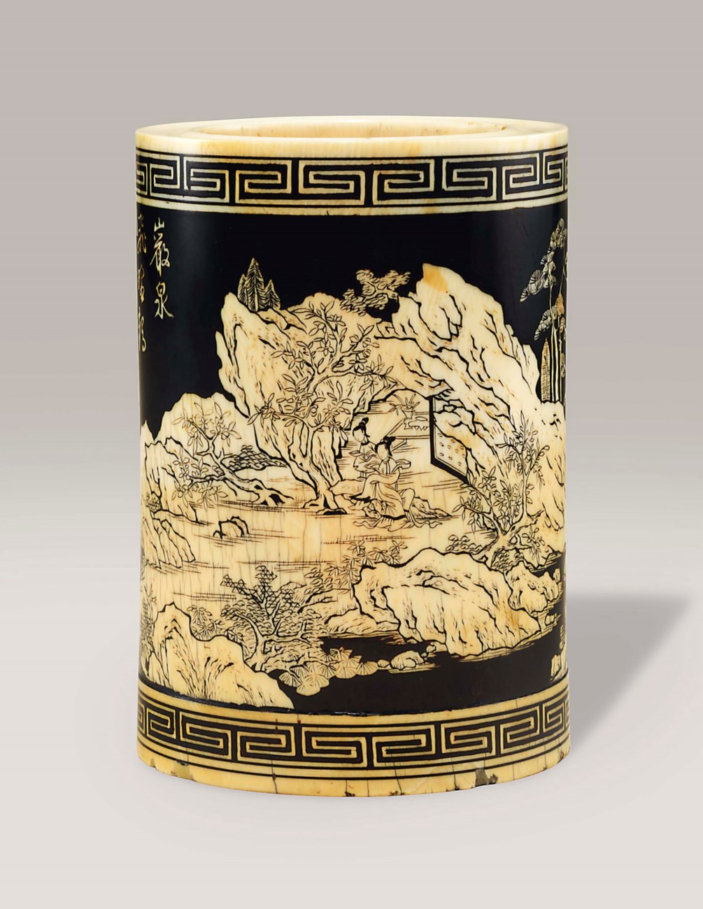 A LACQUERED IVORY BRUSH POT, KANGXI PERIOD (1662-1722) | Christie's
