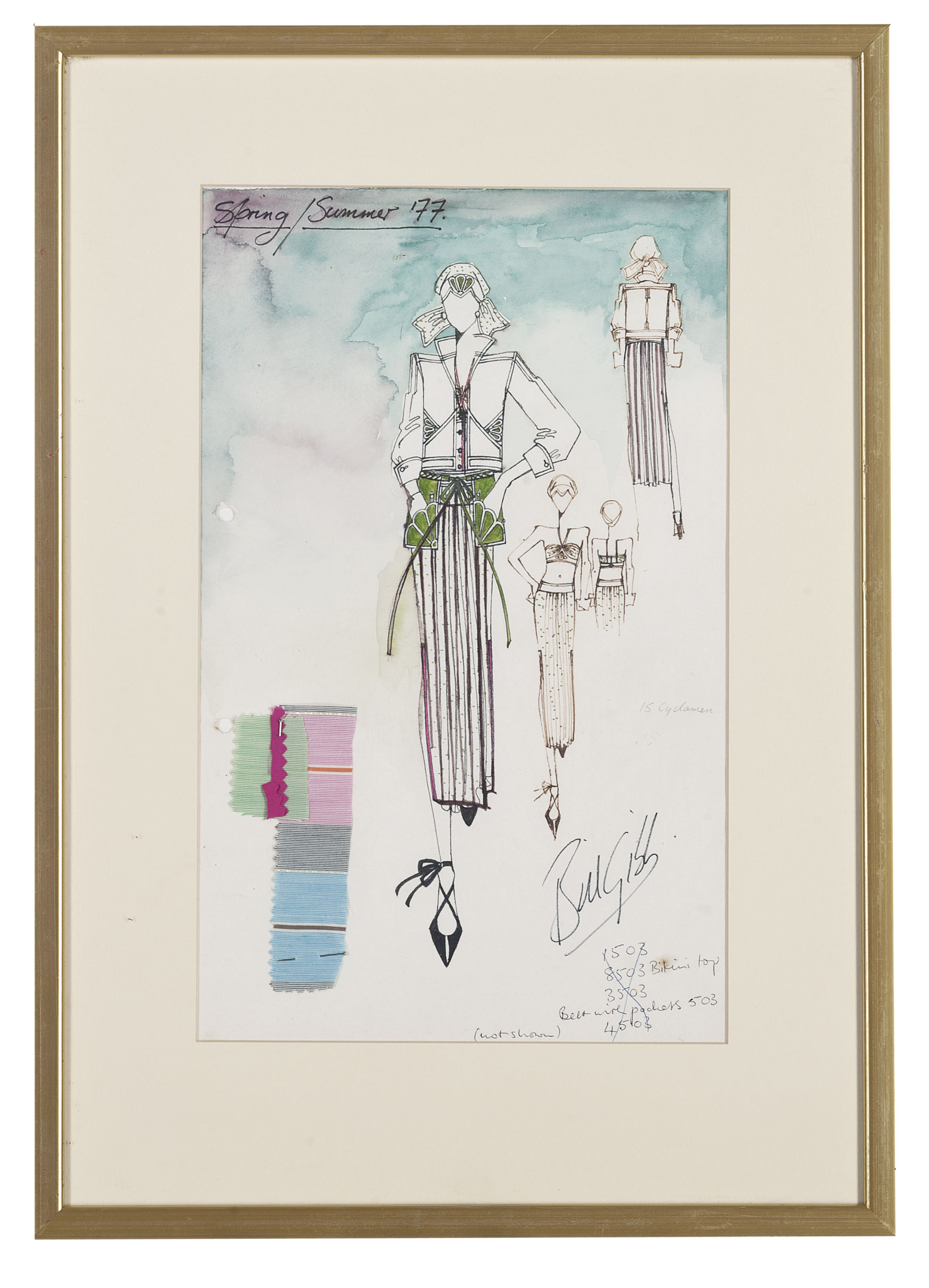 A GROUP OF FOUR FASHION ILLUSTRATIONS, BILL GIBB, SPRING/SUMMER 1977 ...