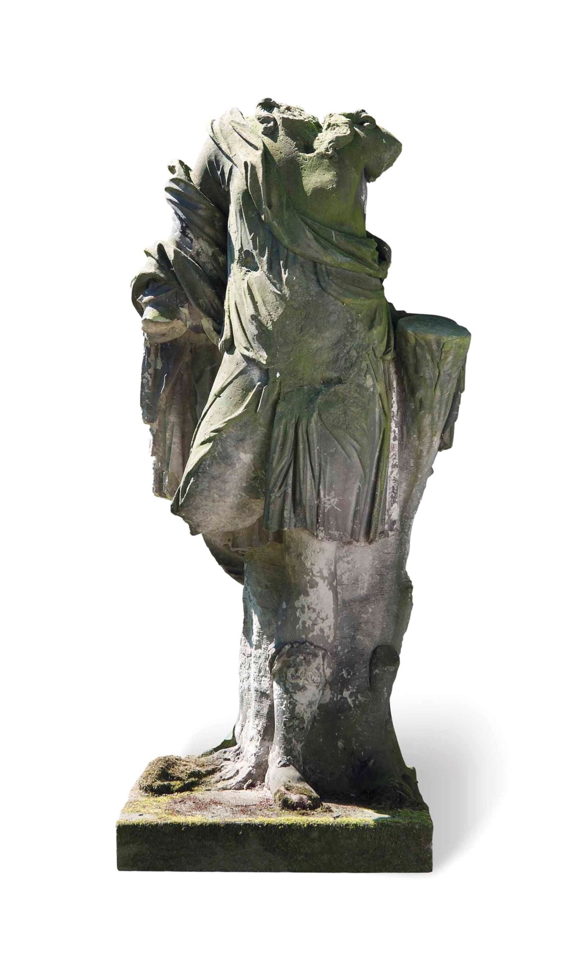 A NORTH EUROPEAN SCULPTED STONE FRAGMENTARY FIGURE OF A CLASSICALLY ...