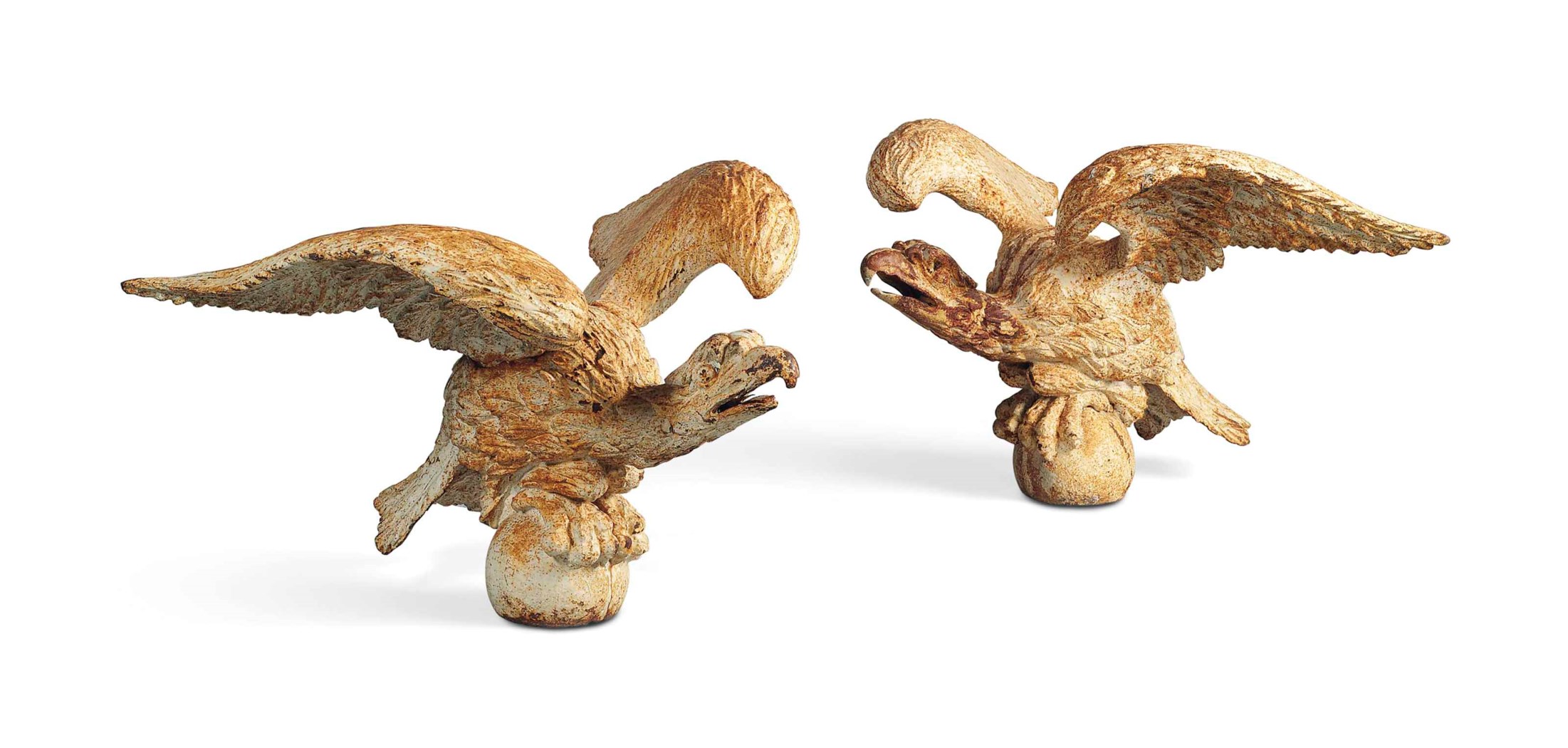 A PAIR PAINTED CAST-IRON EAGLE FINIALS , 20TH CENTURY | Christie's