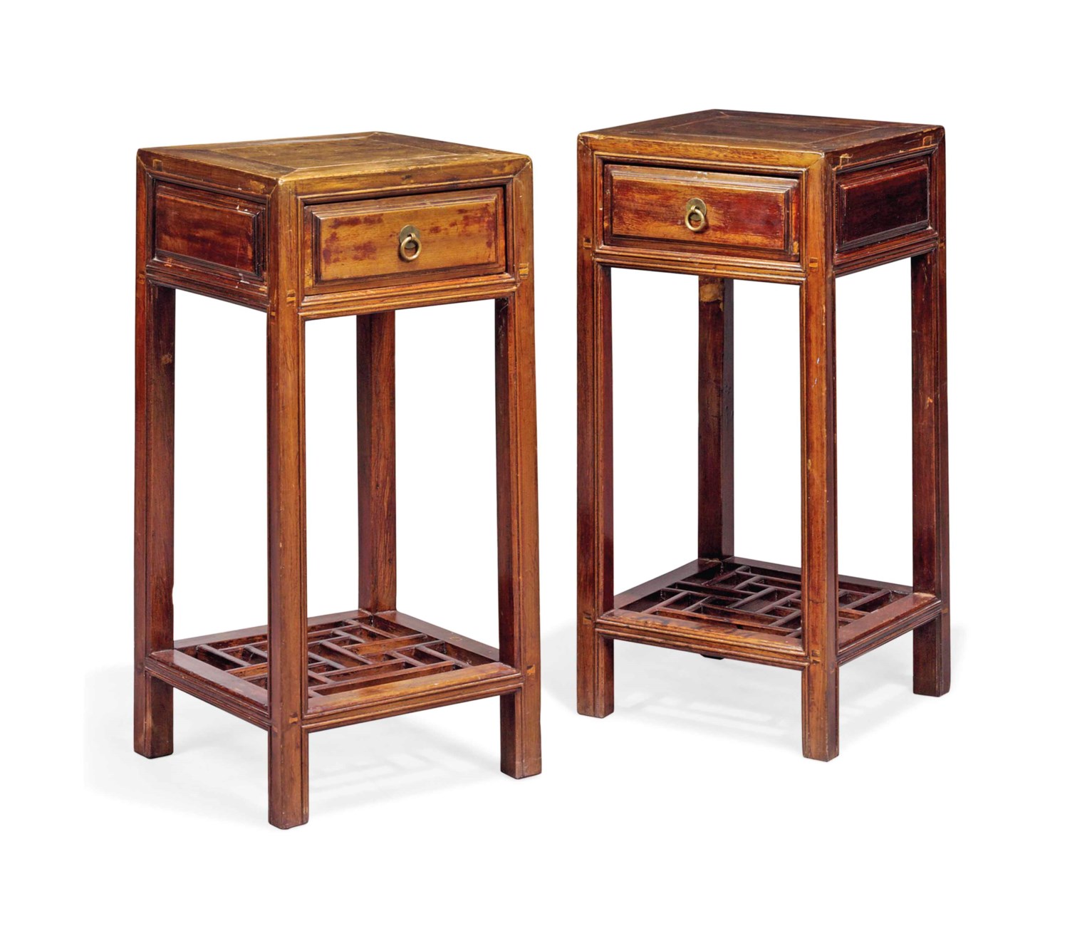 A PAIR OF CHINESE HARDWOOD BEDSIDE TABLES , MID-20TH CENTURY | Christie's