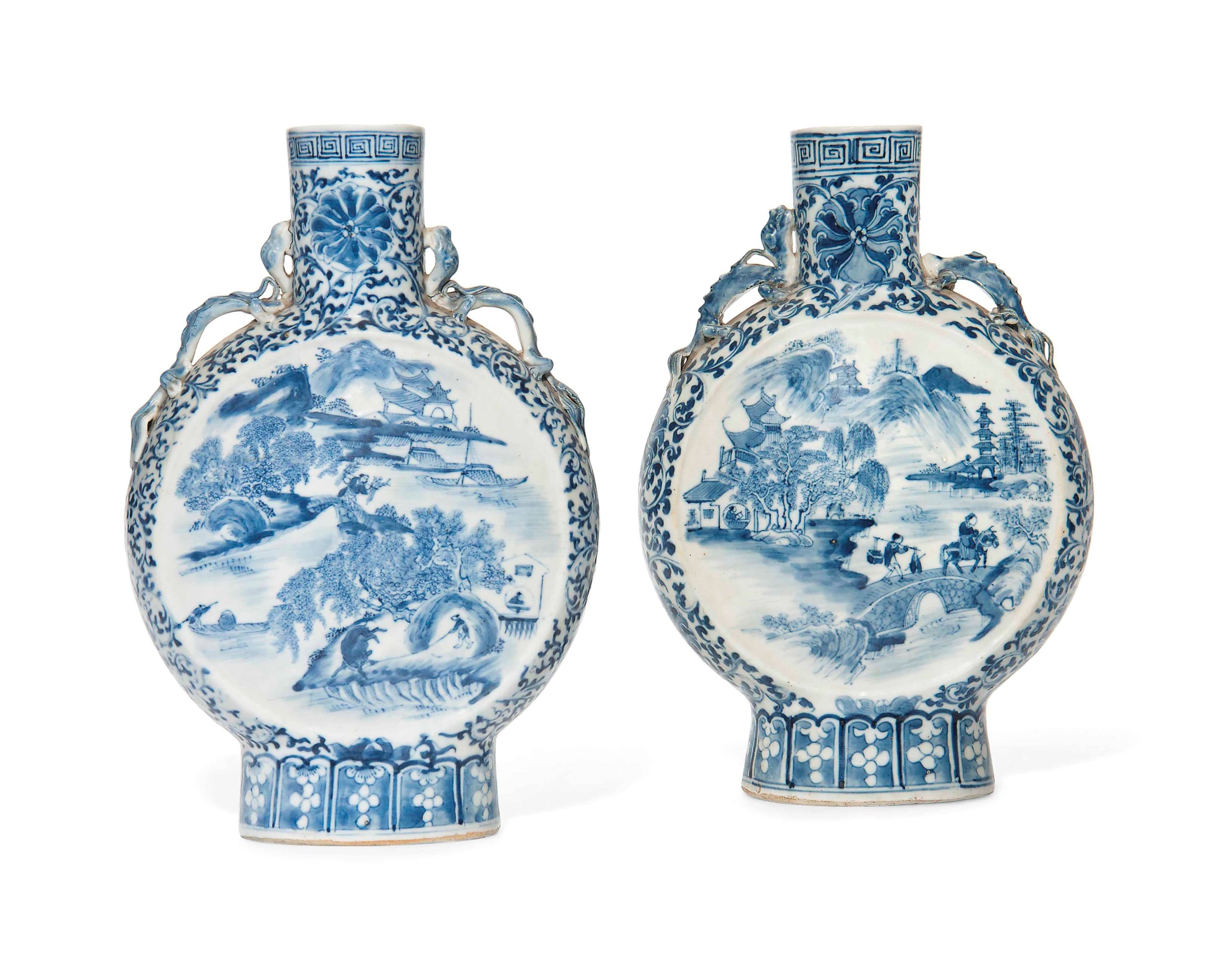 TWO CHINESE BLUE AND WHITE MOON FLASKS , 19TH CENTURY | Christie's