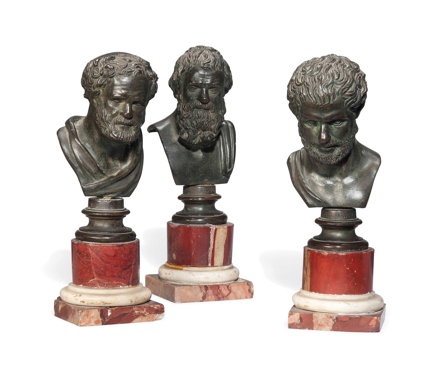 THREE ITALIAN BRONZE BUSTS OF ROMAN EMPERORS , LATE 18TH CENTURY ...
