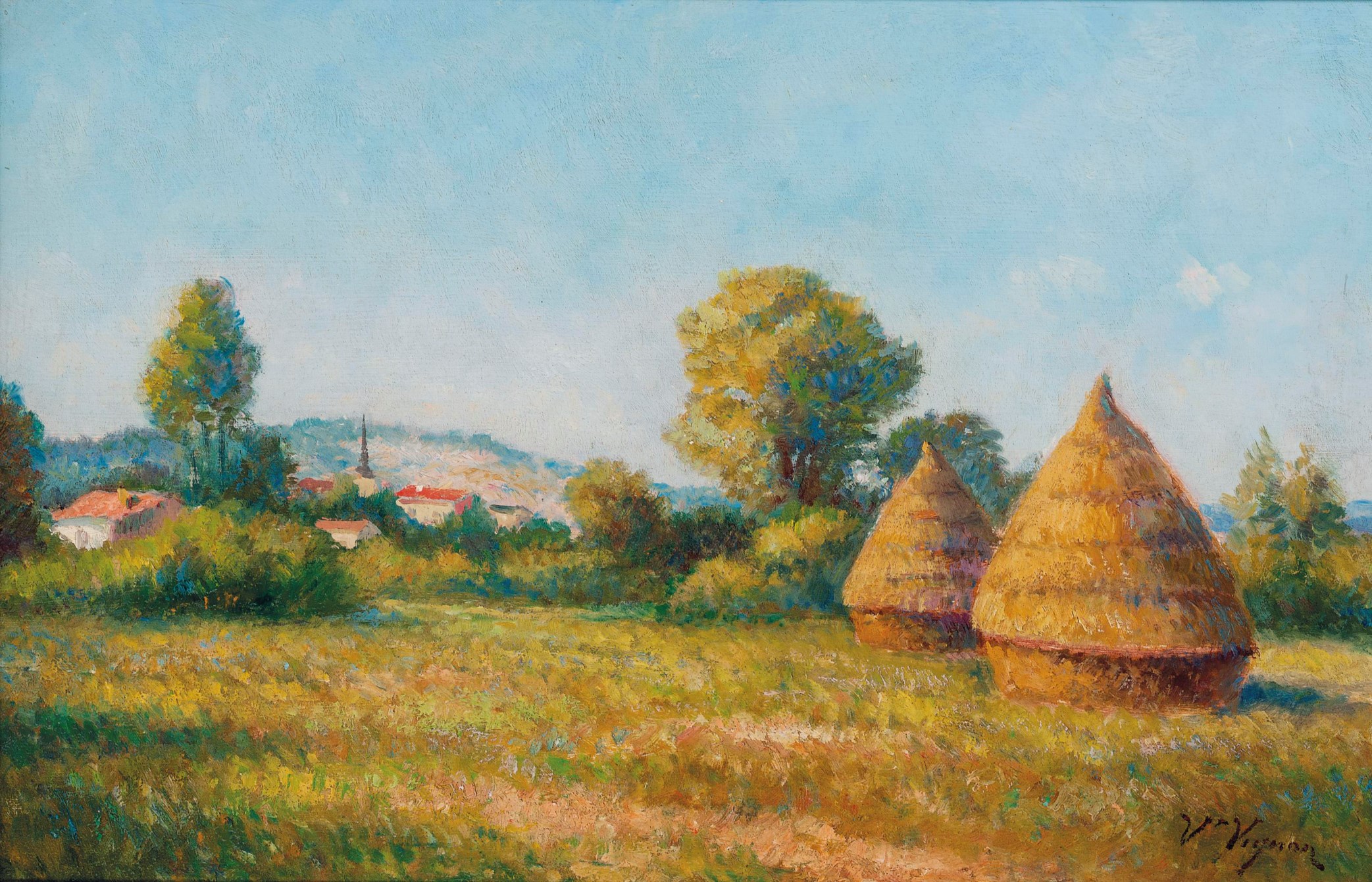 Victor Vignon (1847-1909) , Les meules, vue sur le village | Christie's