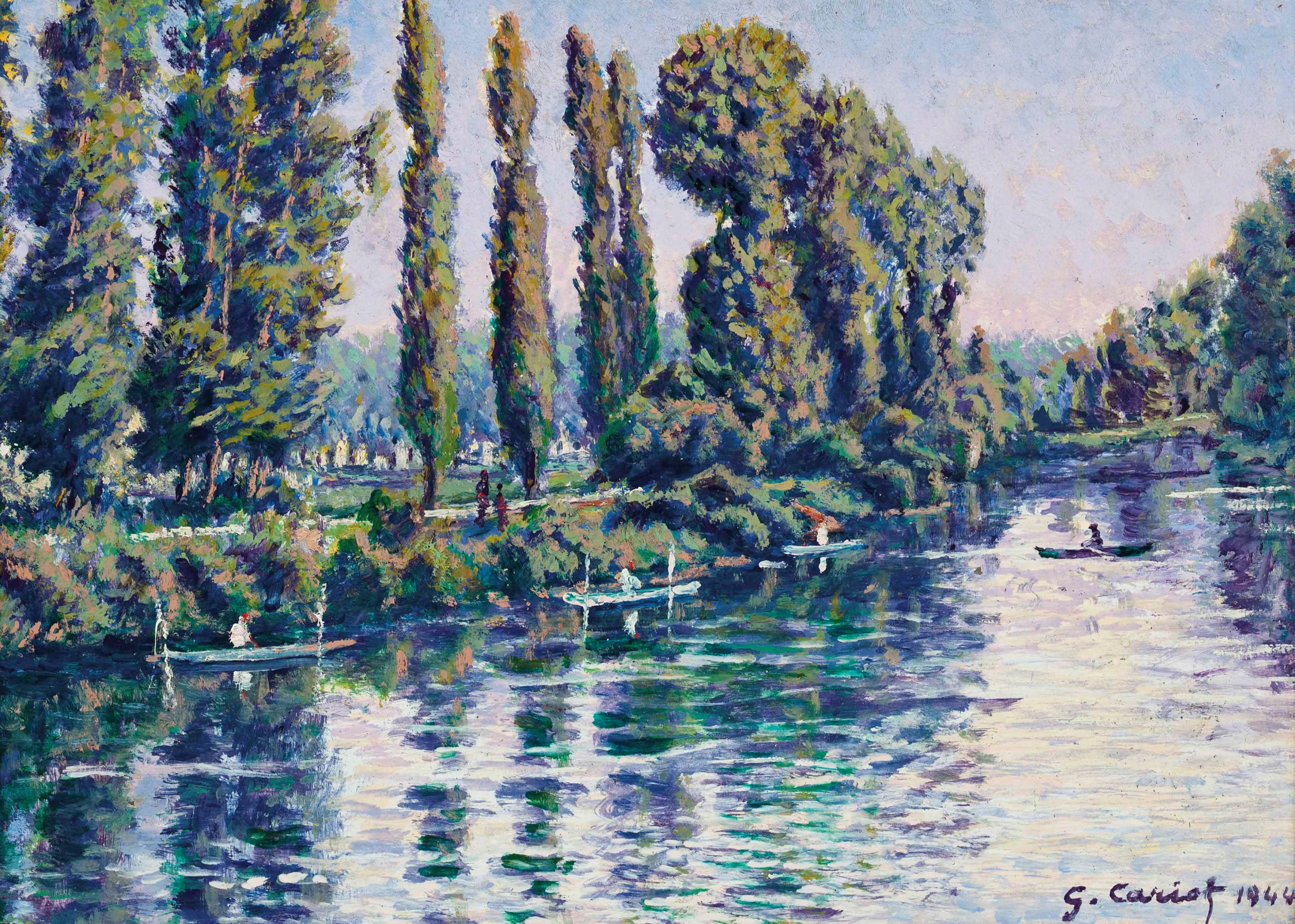 Gustave Cariot (1872-1950) , Rameurs sur la riviére | Christie's