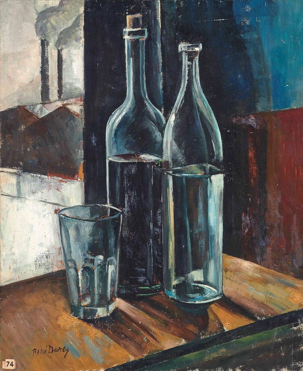 Rene Durey (French, 1890-1959) , Bouteilles avec verre; and Vase de ...