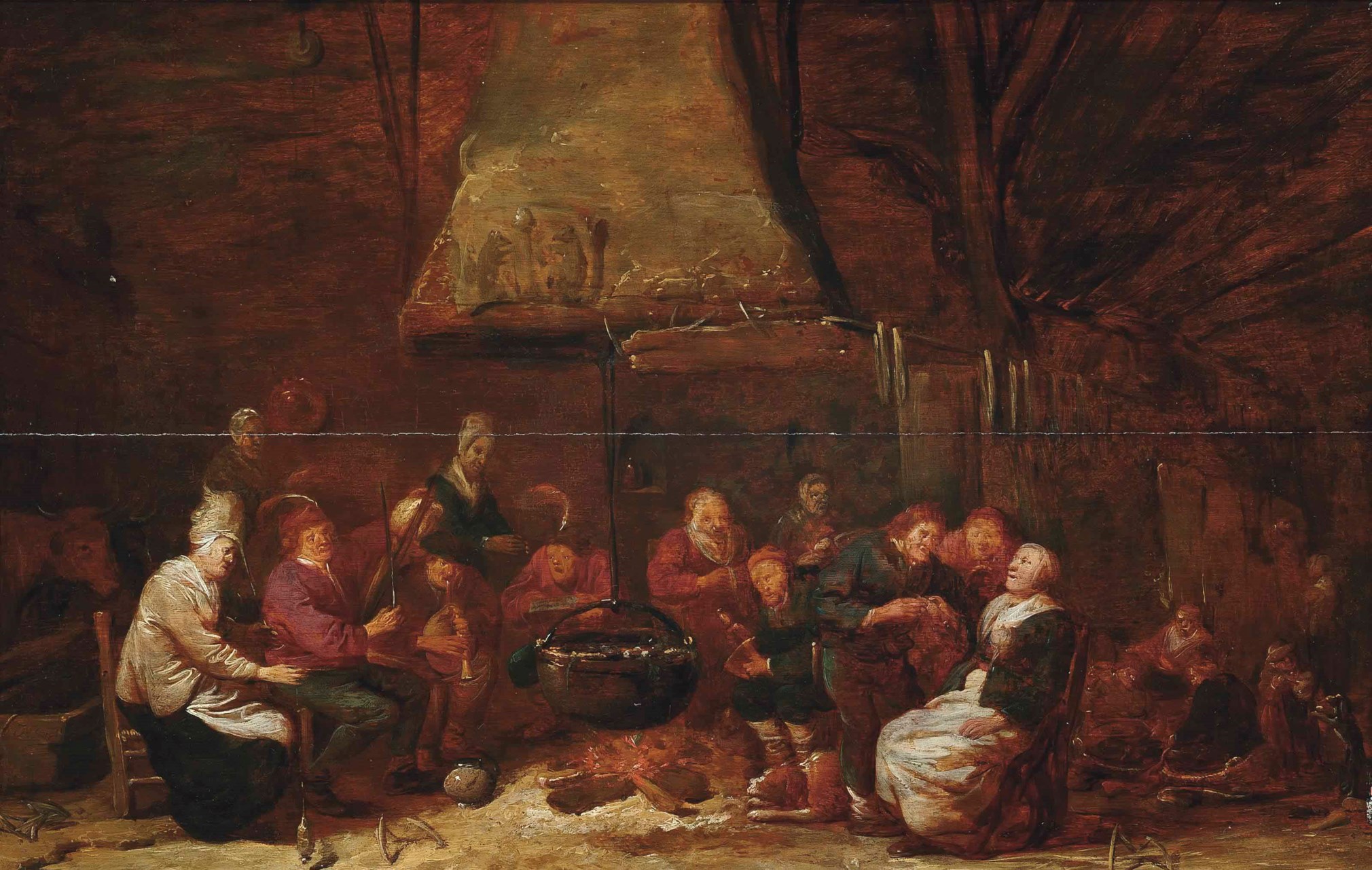 CIRCLE OF LEONARD BRAMER (DELFT 1596-1674) , PEASANTS MERRYMAKING ...