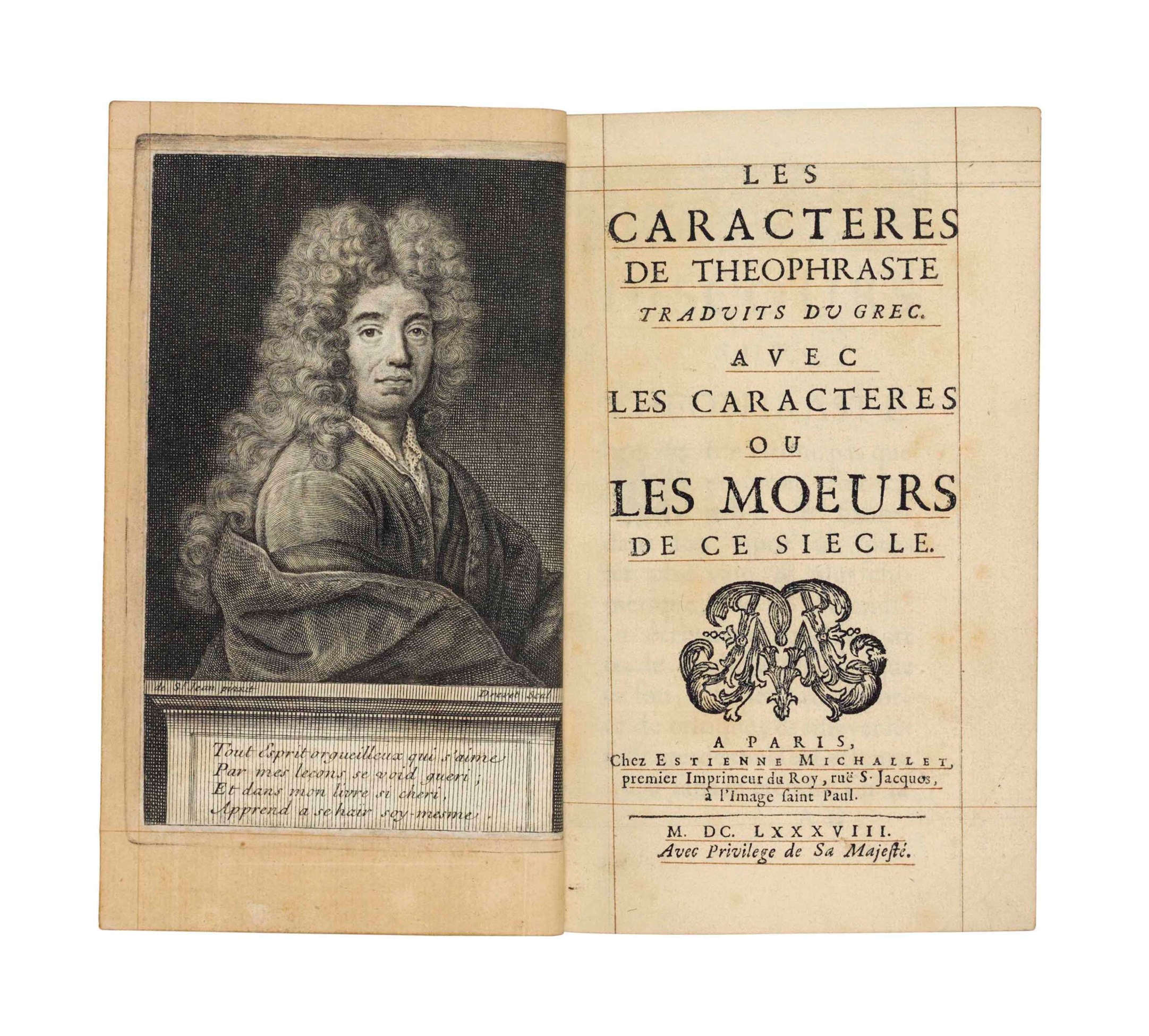LA BRUYÈRE, Jean de (1645-1696). Les Caractères de Theophraste traduits ...
