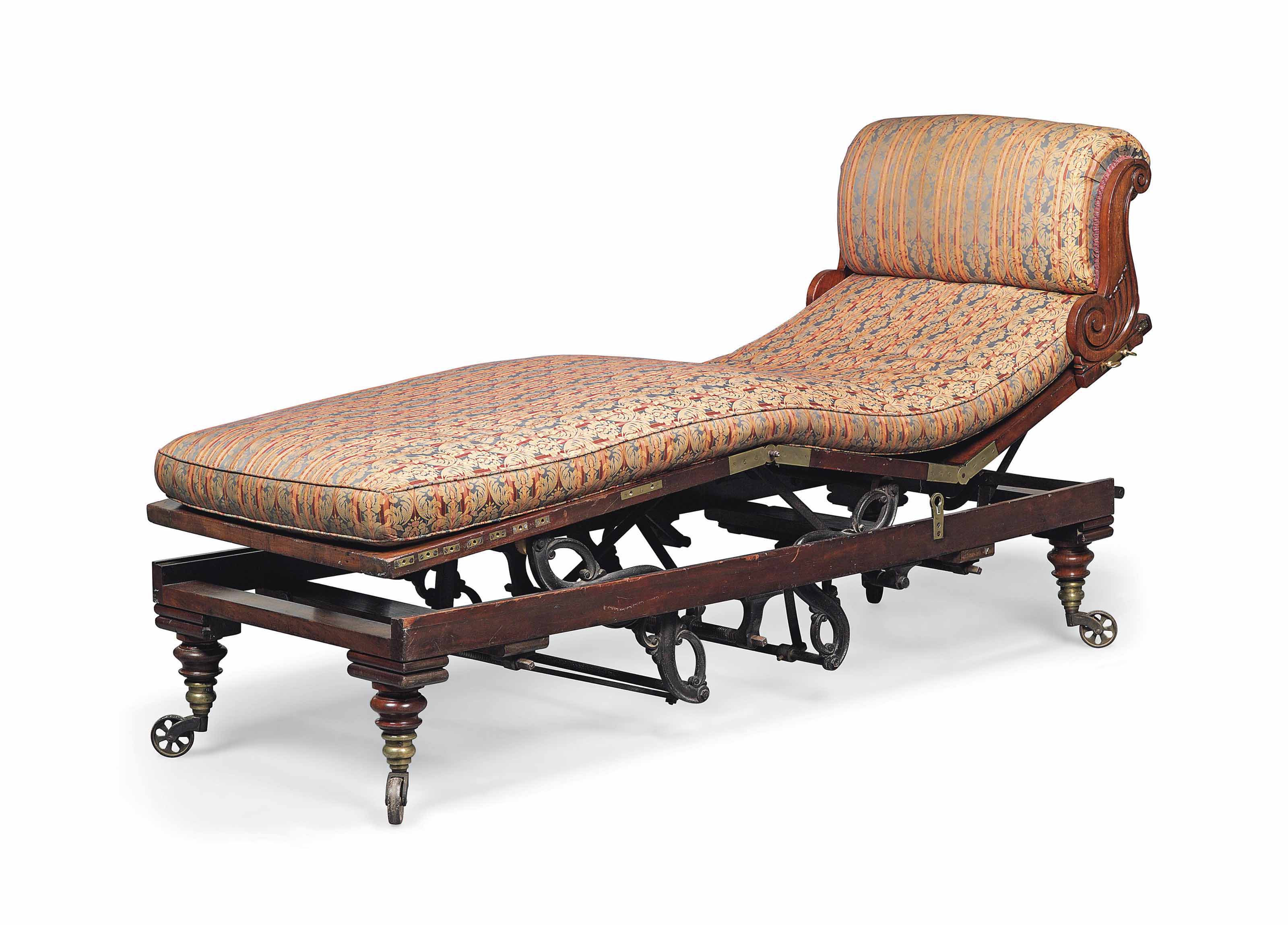 AN EARLY VICTORIAN MAHOGANY ADJUSTABLE CAMPAIGN DAYBED , CIRCA 1850 ...