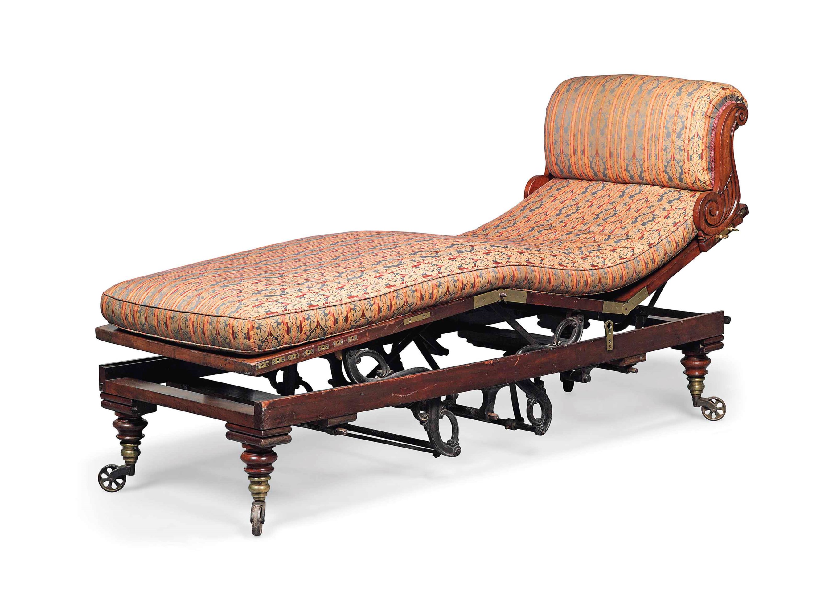 AN EARLY VICTORIAN MAHOGANY ADJUSTABLE CAMPAIGN DAYBED , CIRCA 1850 ...