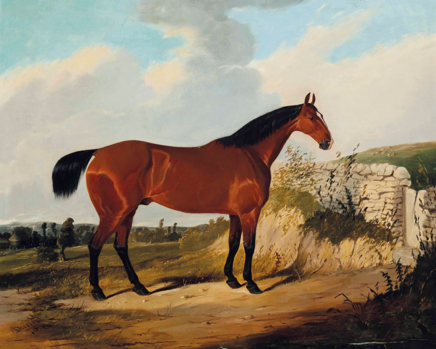 Joseph Dunn of Worcester (1806-1860) , A bay hunter in a landscape ...