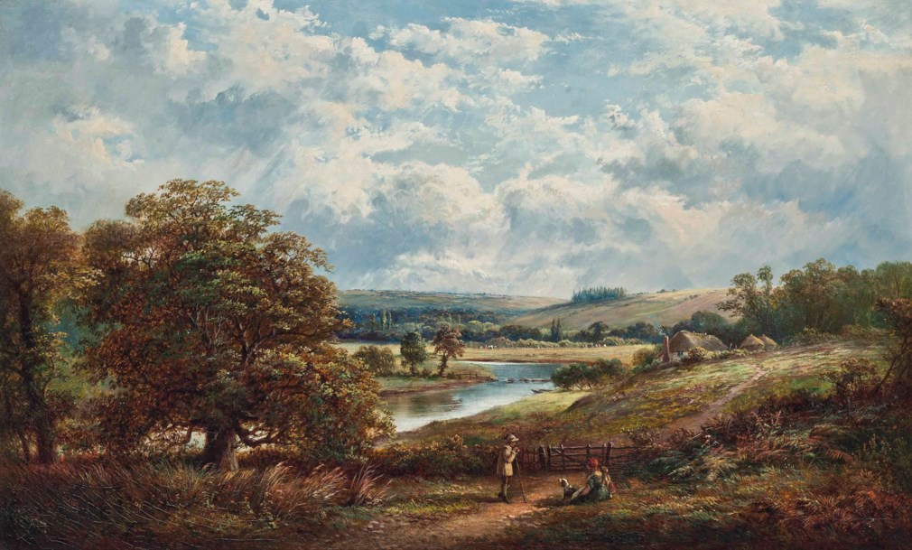 George Turner (1843-1910) , A quiet pool, near Stanton-by-Bridge ...