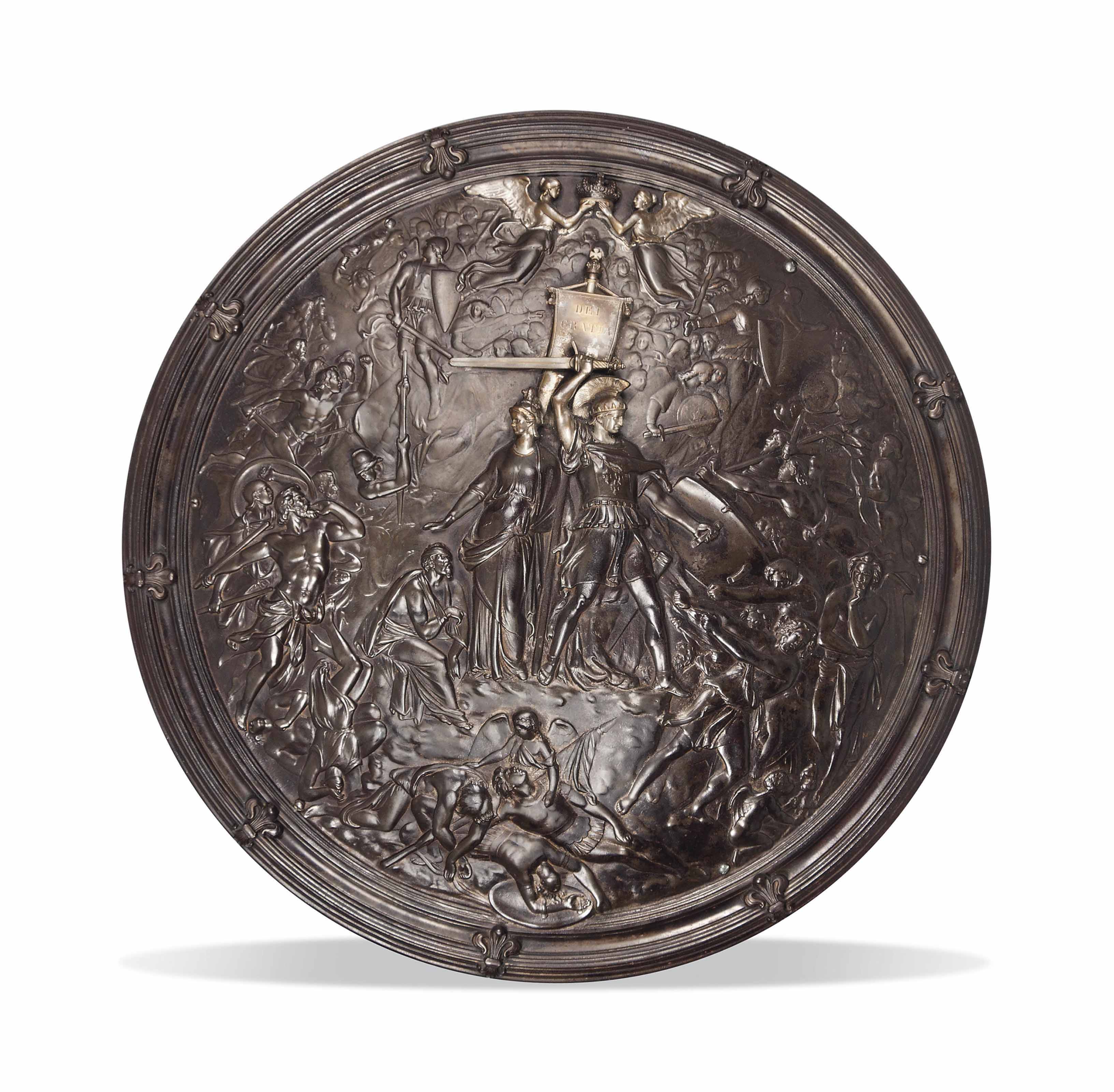 A FRENCH CAST-IRON WALL SHIELD