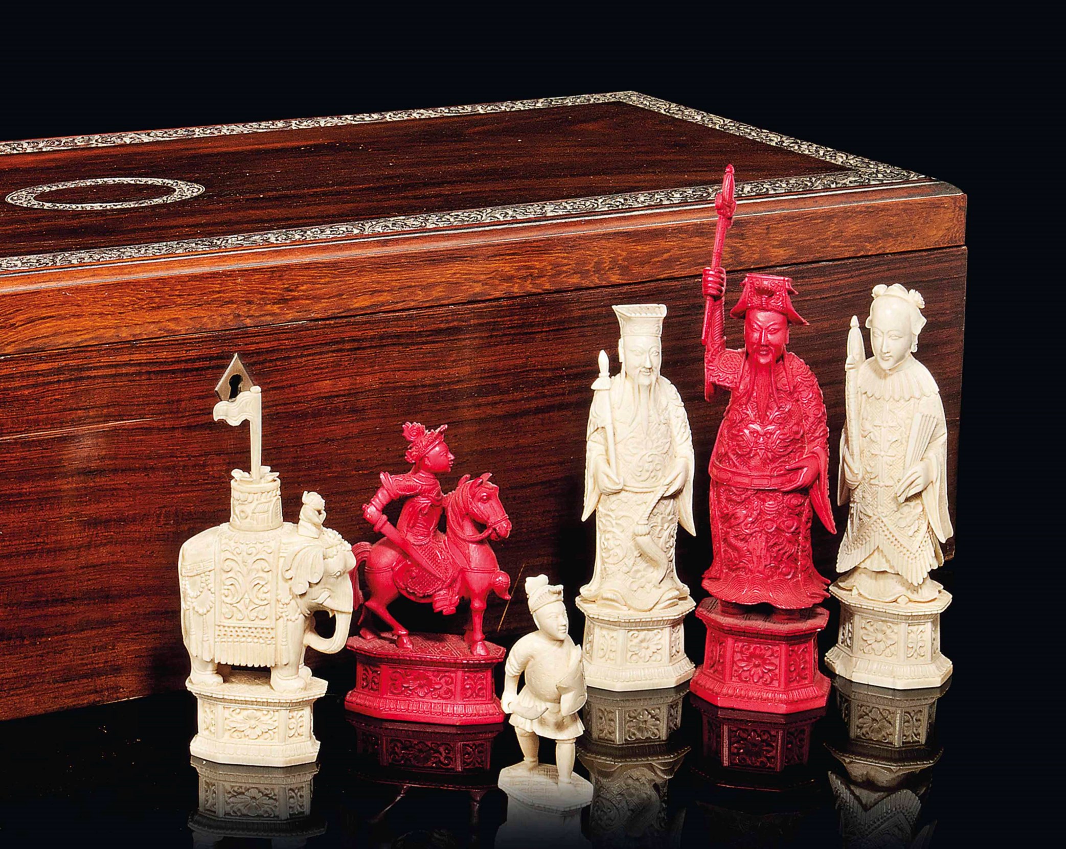 A CHINESE-EXPORT IVORY FIGURAL CHESS SET , CANTON, SECOND HALF 19TH ...