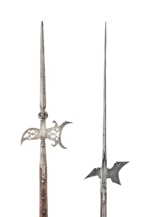 TWO HALBERDS , THE FIRST ITALIAN, 17TH CENTURY, THE SECOND GERMAN, 16TH ...