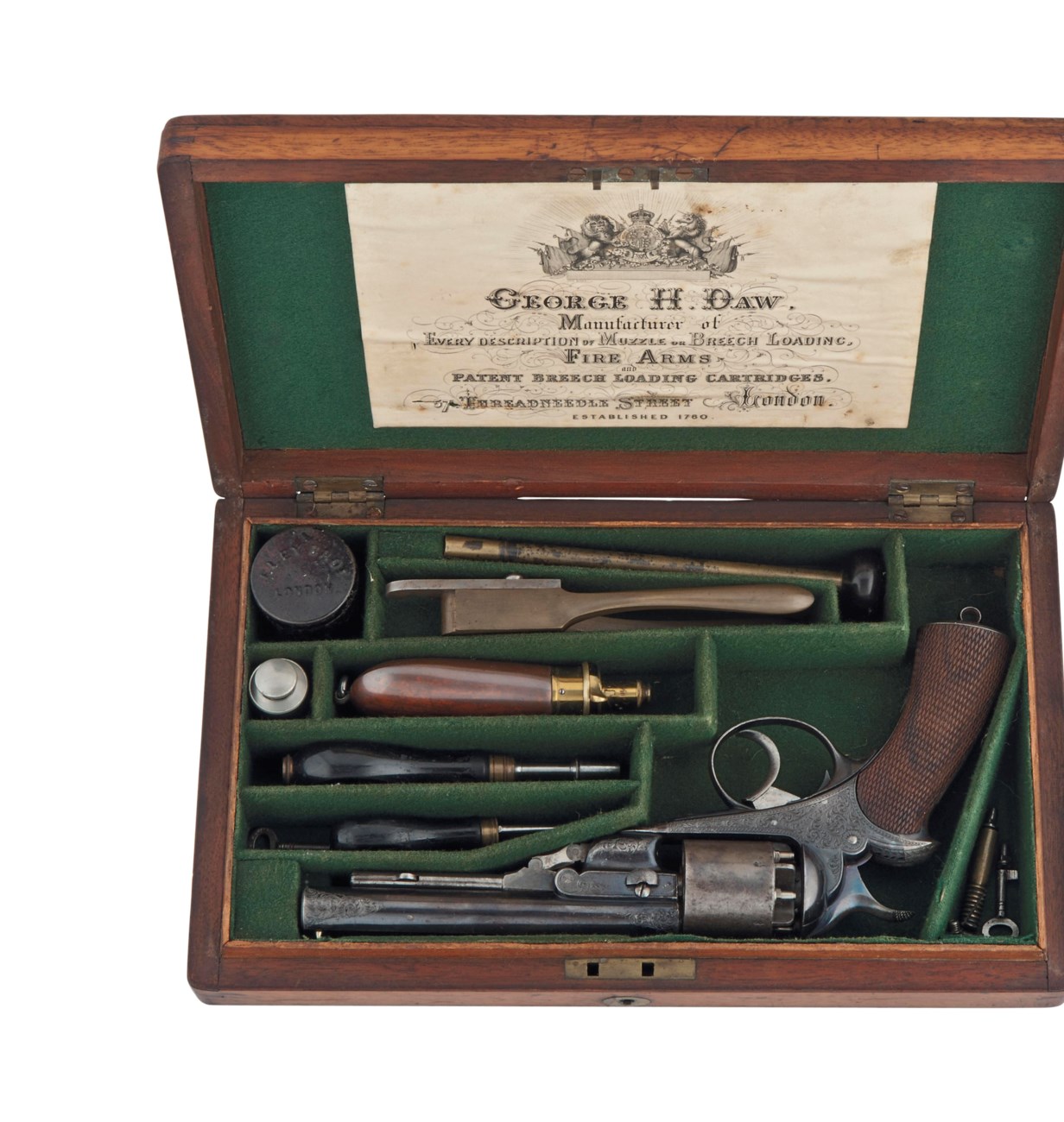 A FINE AND RARE CASED ENGRAVED 90-BORE PRYSE & CASHMORE (DAW) PATENT ...