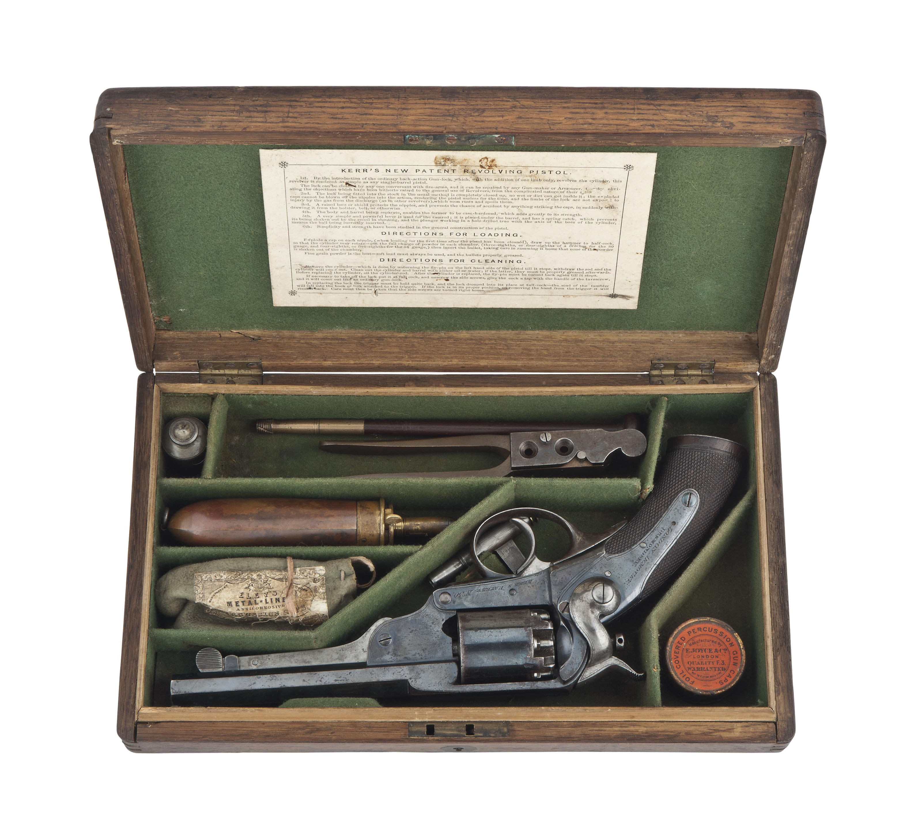 A RARE EARLY CASED 80-BORE KERR PATENT FIVE-SHOT SINGLE-ACTION ...