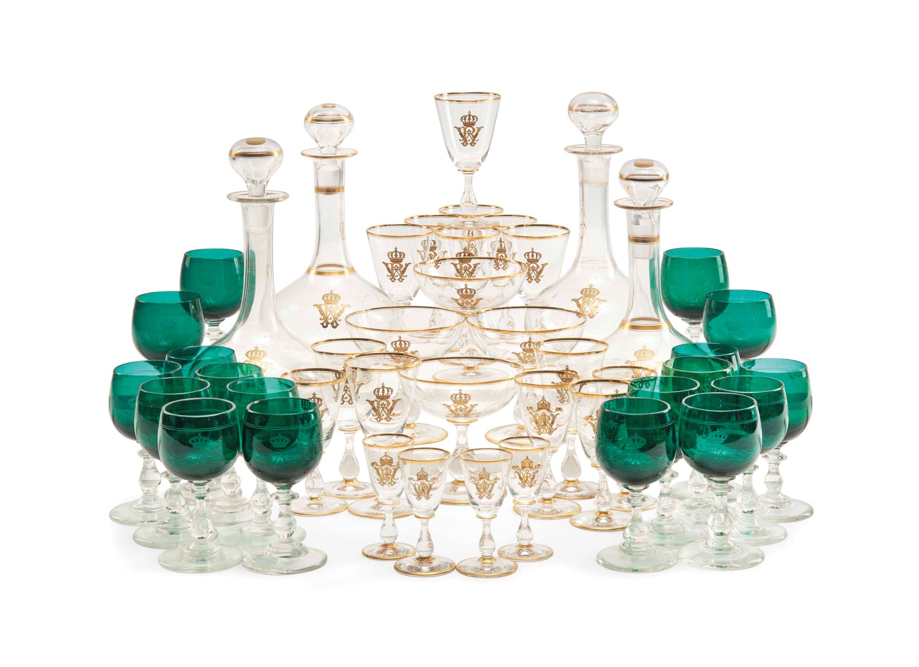 TWO GERMAN PART SUITES OF GLASSWARE , CIRCA 1870 AND 1890 | Christie's