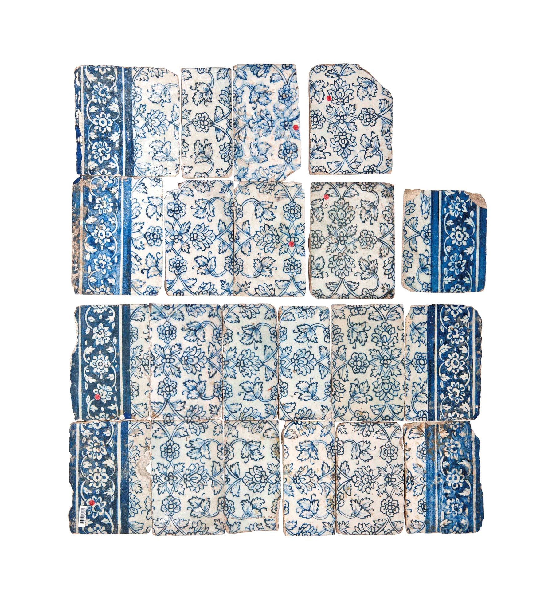A SAFAVID POTTERY TILE PANEL