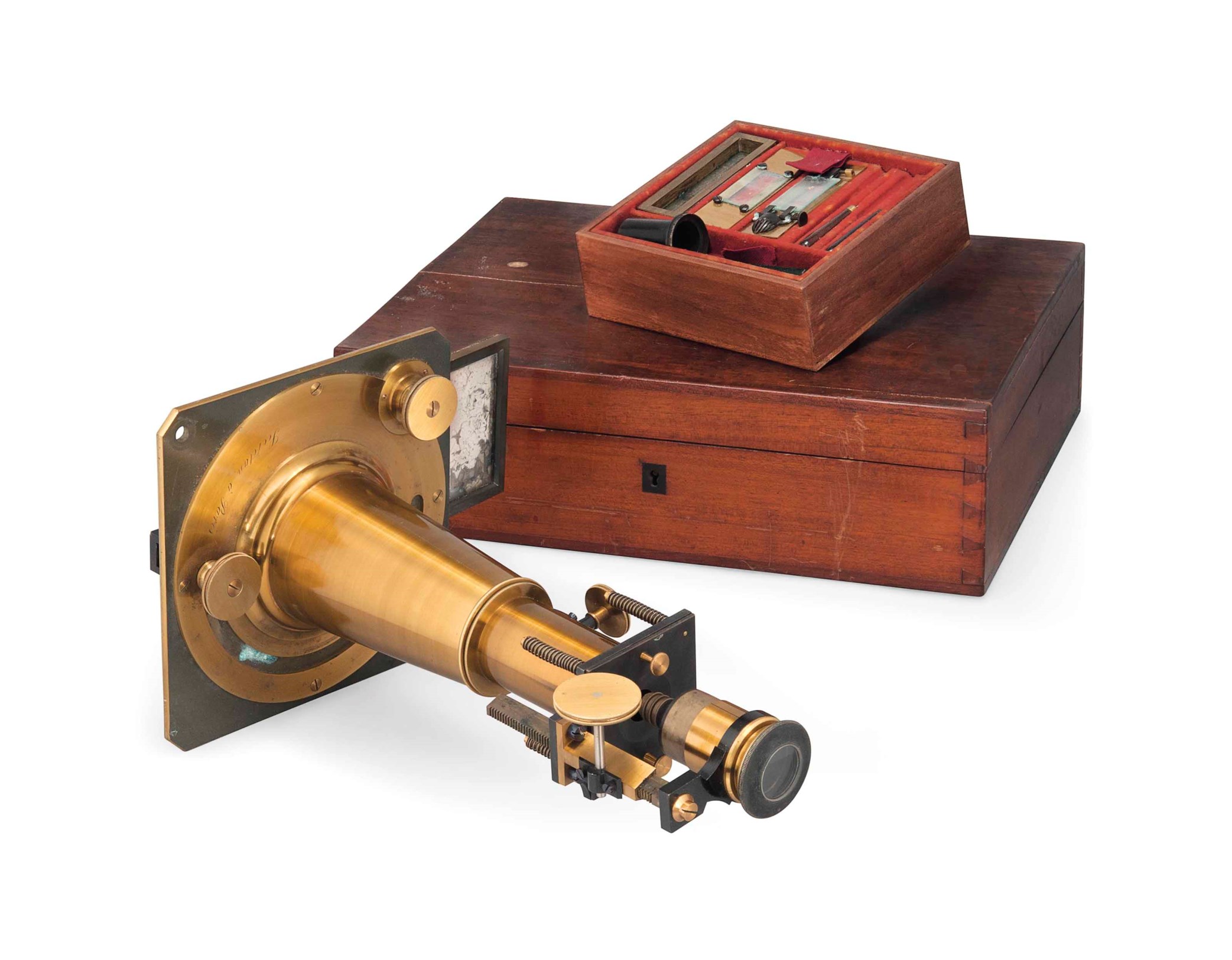 A LACQUERED-BRASS SOLAR MICROSCOPE , SECRETAN, CIRCA 1860 | Christie's