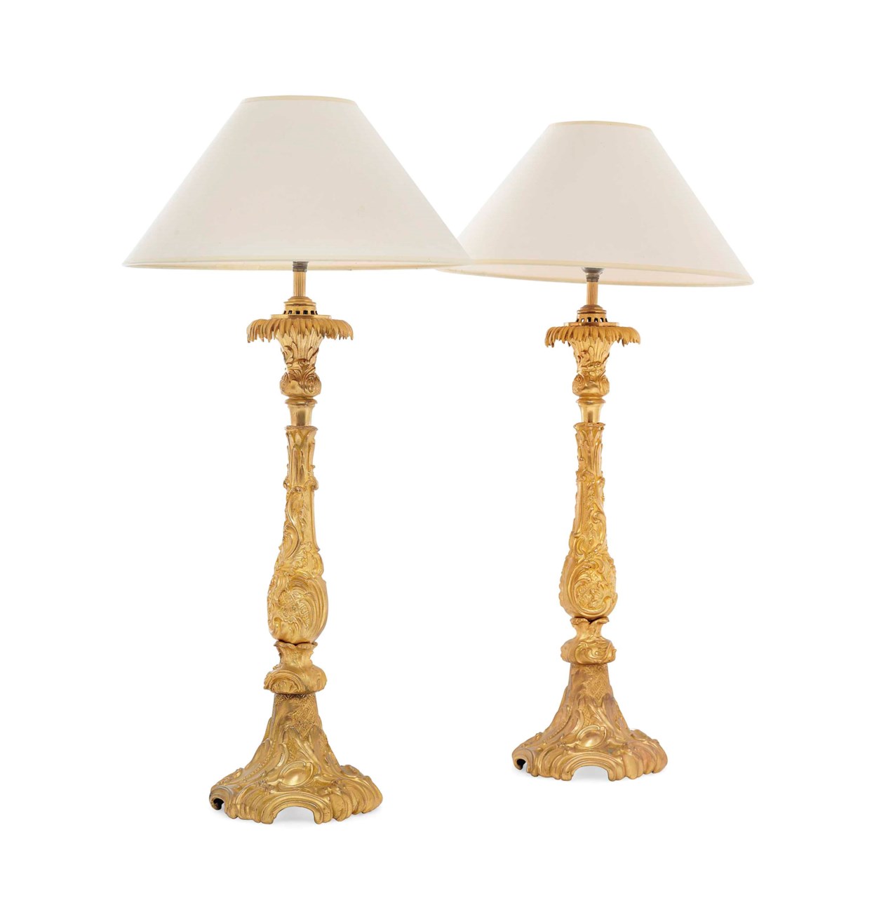 A PAIR OF FRENCH ORMOLU TABLE LAMPS , 20TH CENTURY | Christie's