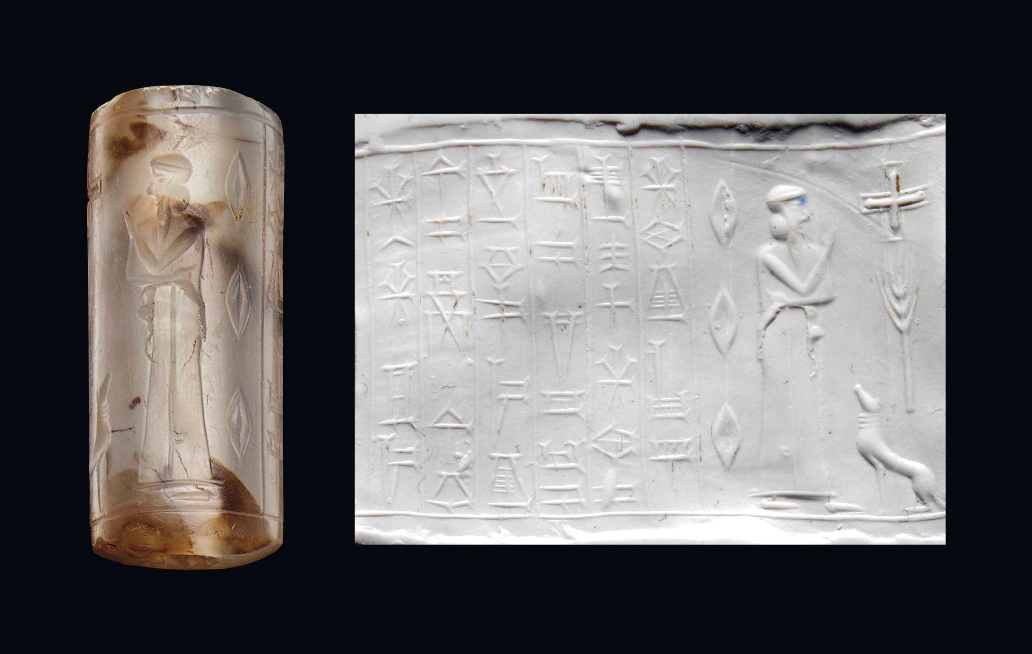 A KASSITE CHALCEDONY CYLINDER SEAL , CIRCA 1600-1150 B.C. | Christie's