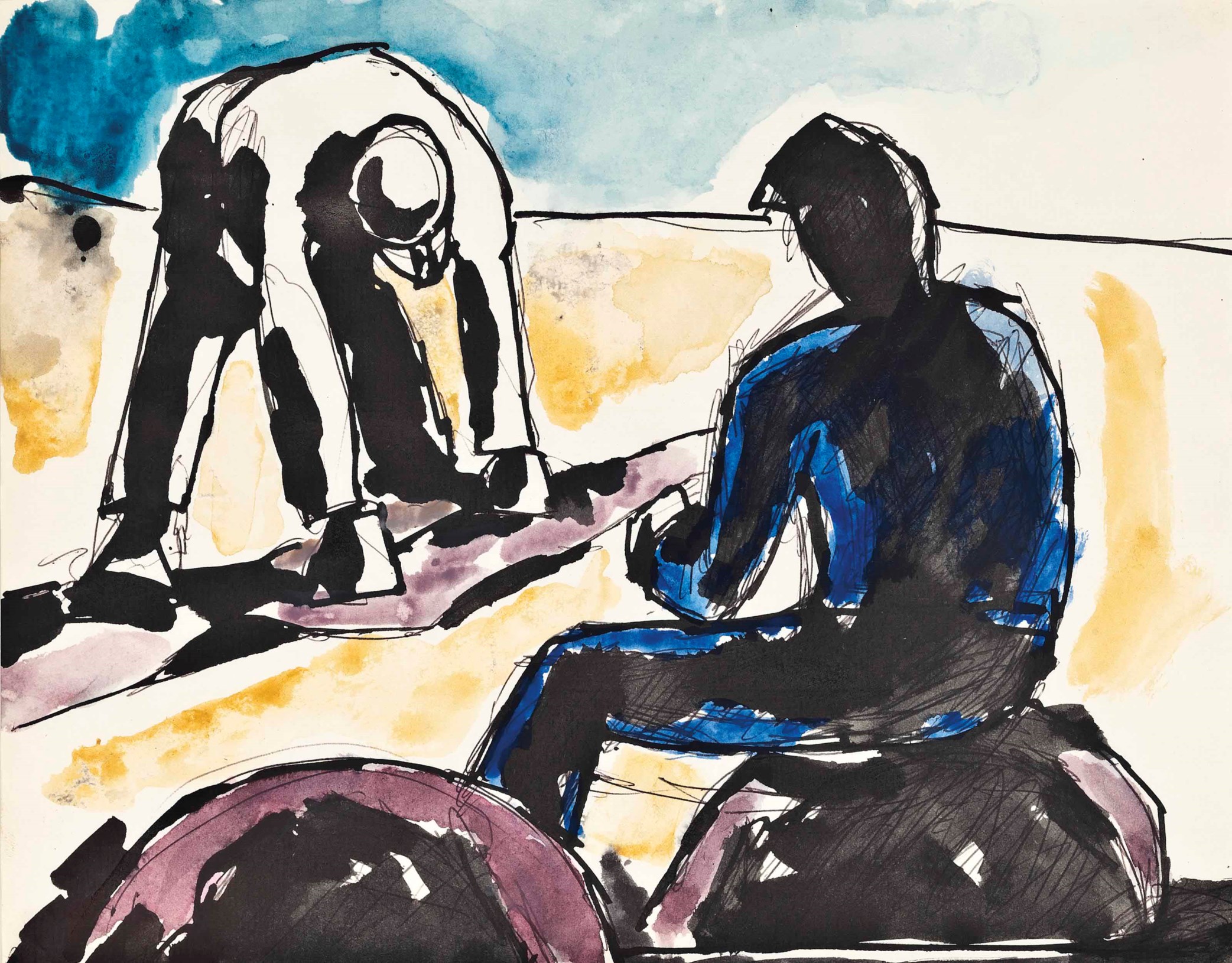 Josef Herman, R.A. (1911-2000) , Two workers | Christie's