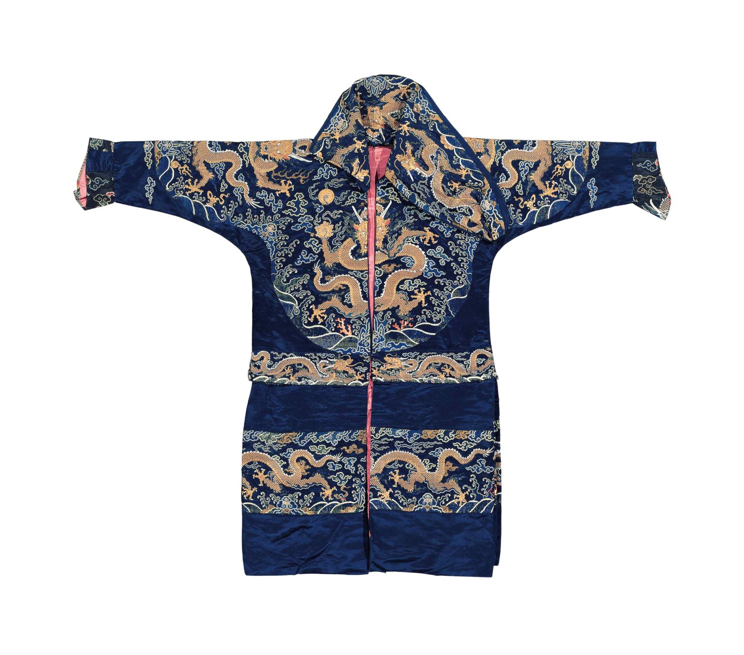 A CHINESE DEEP BLUE SILK FORMAL COURT ROBE, CHAOFU , 19TH CENTURY ...